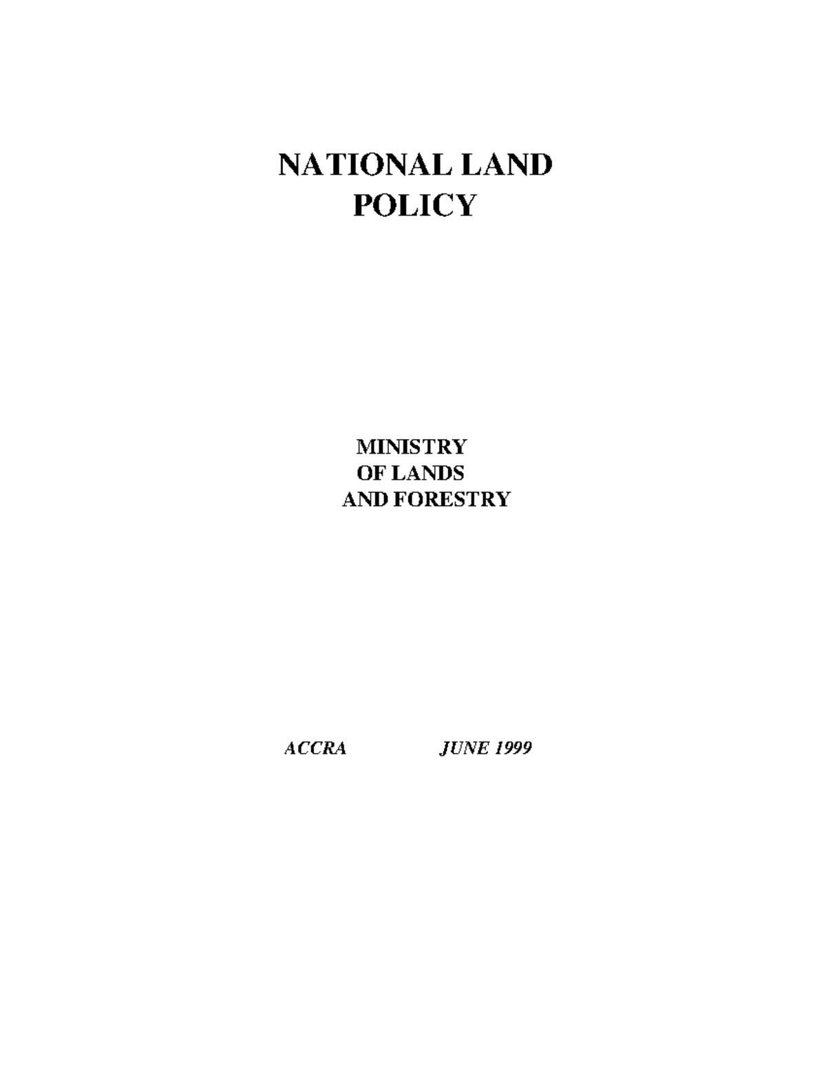 NATIONAL LAND POLICY (2019): Comprehensive Framework for Land ...