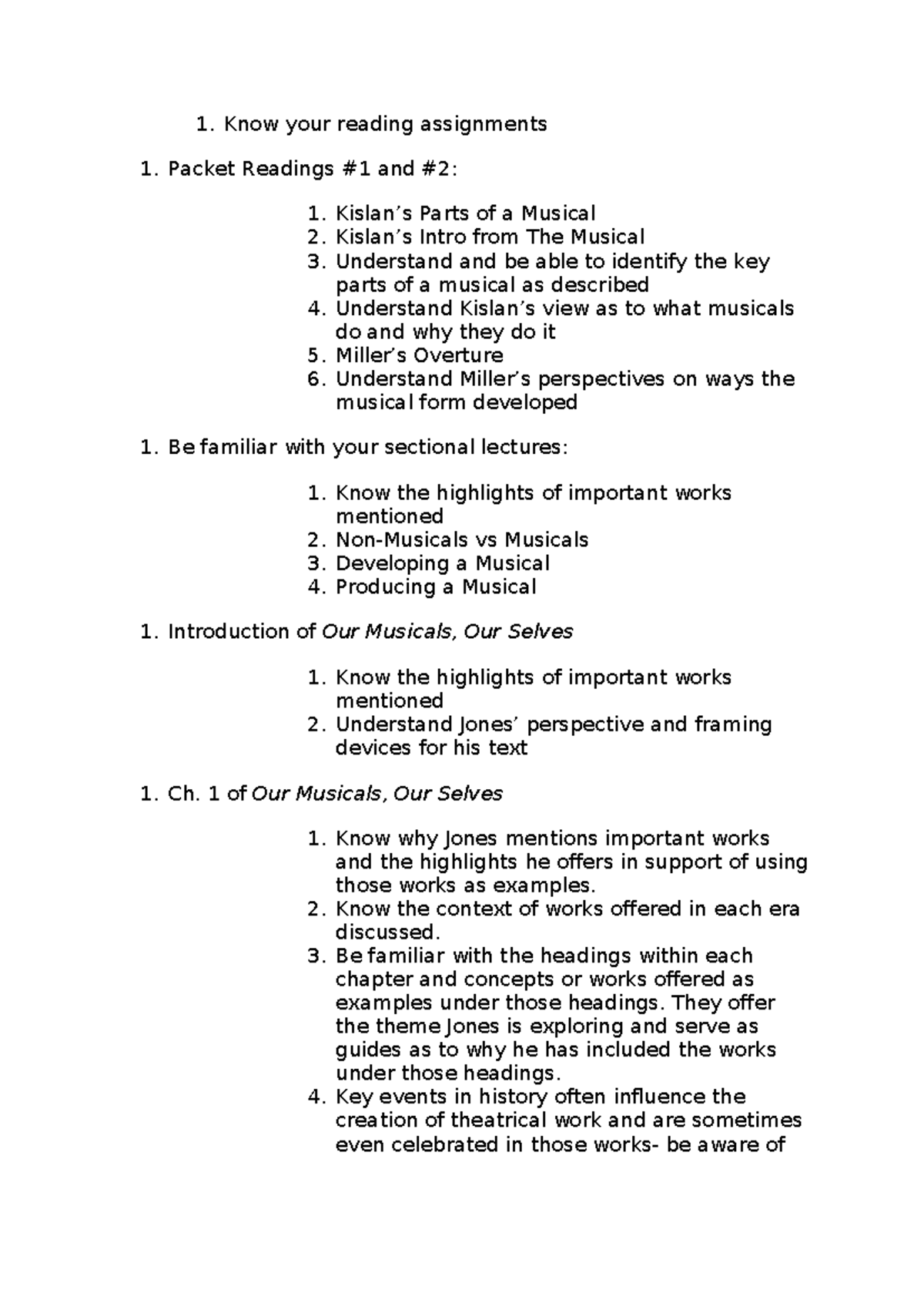 Musical Theatre Overview and Exam Preparation Guide (Course Code ...