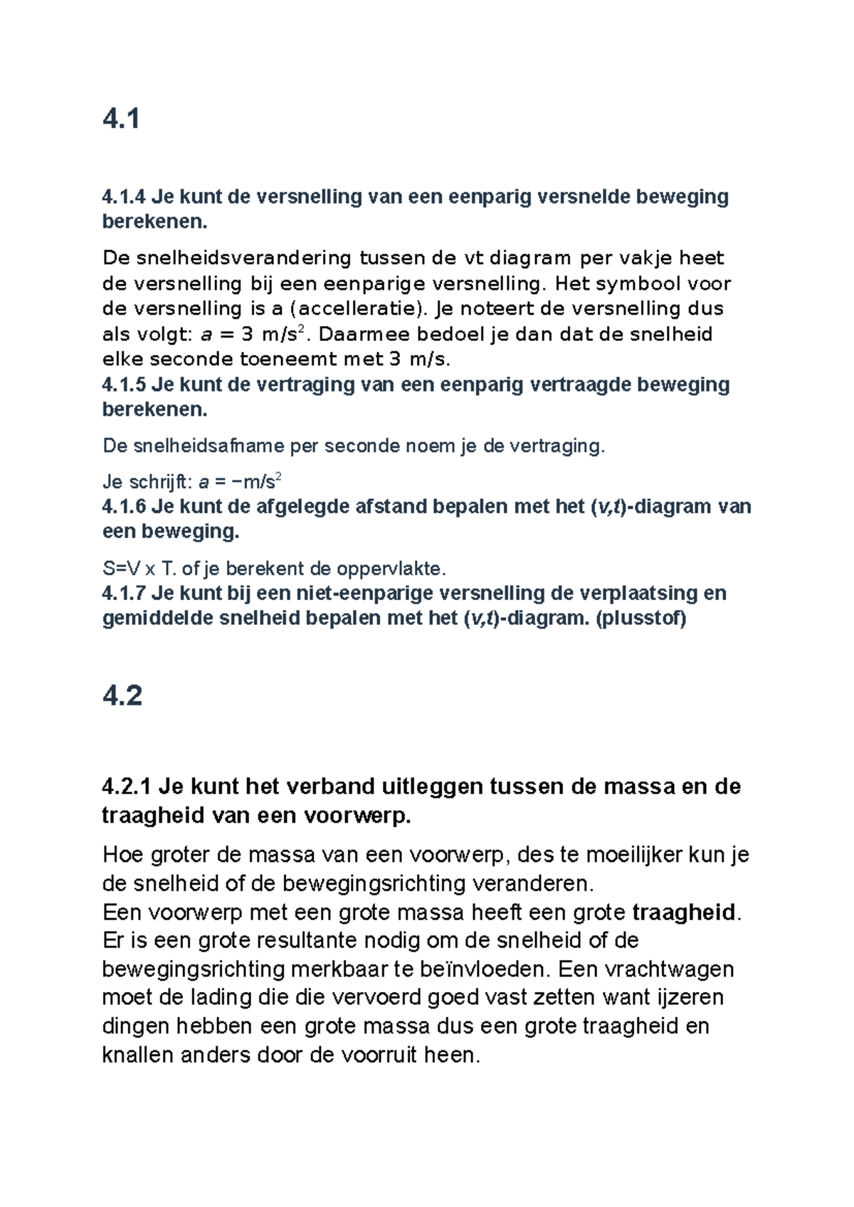 Samenvatting NT - Versnelling, Vertraging en Arbeid in Beweging ...