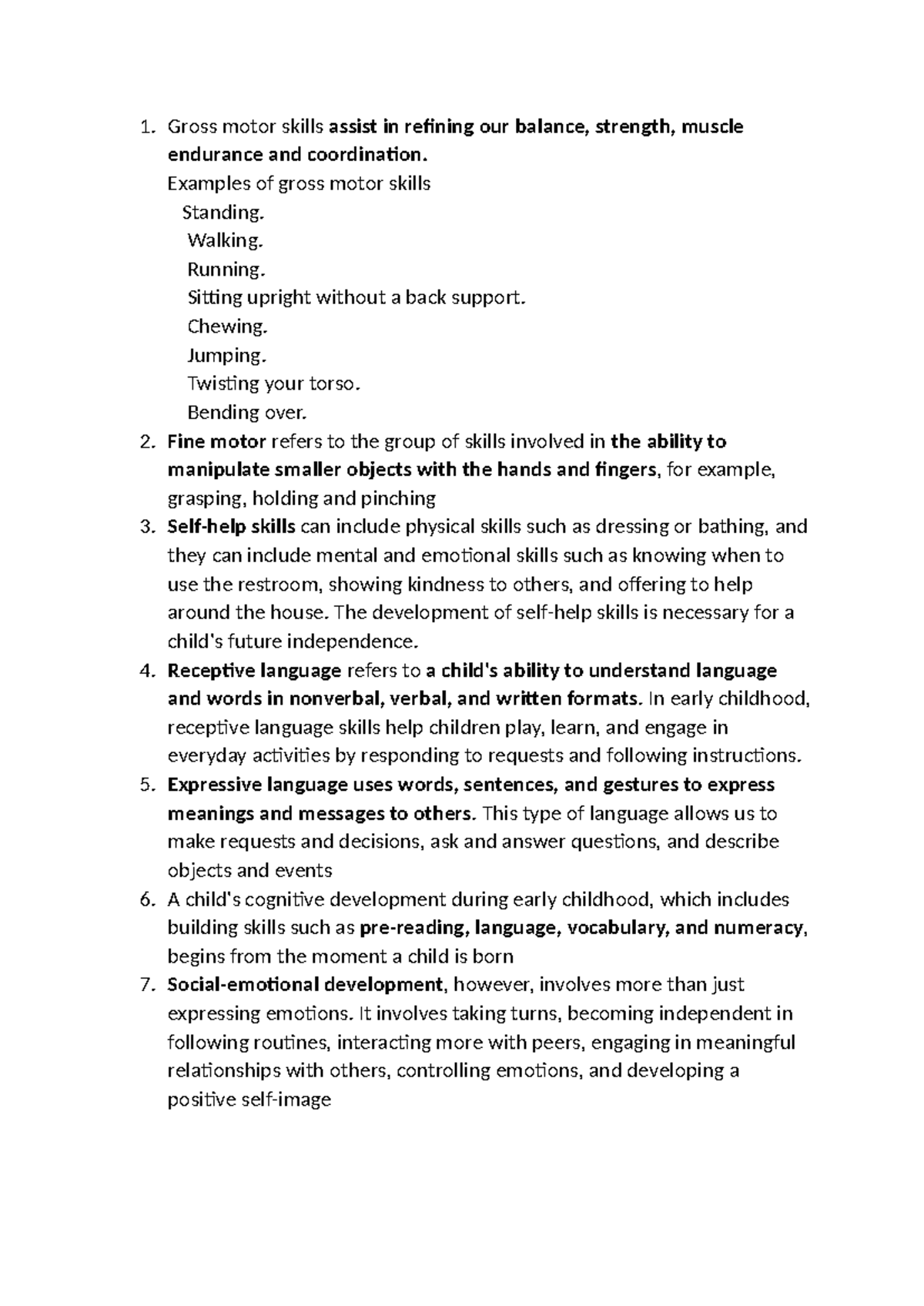 7 Domains of Development in Early Childhood (KINDER) - Studocu