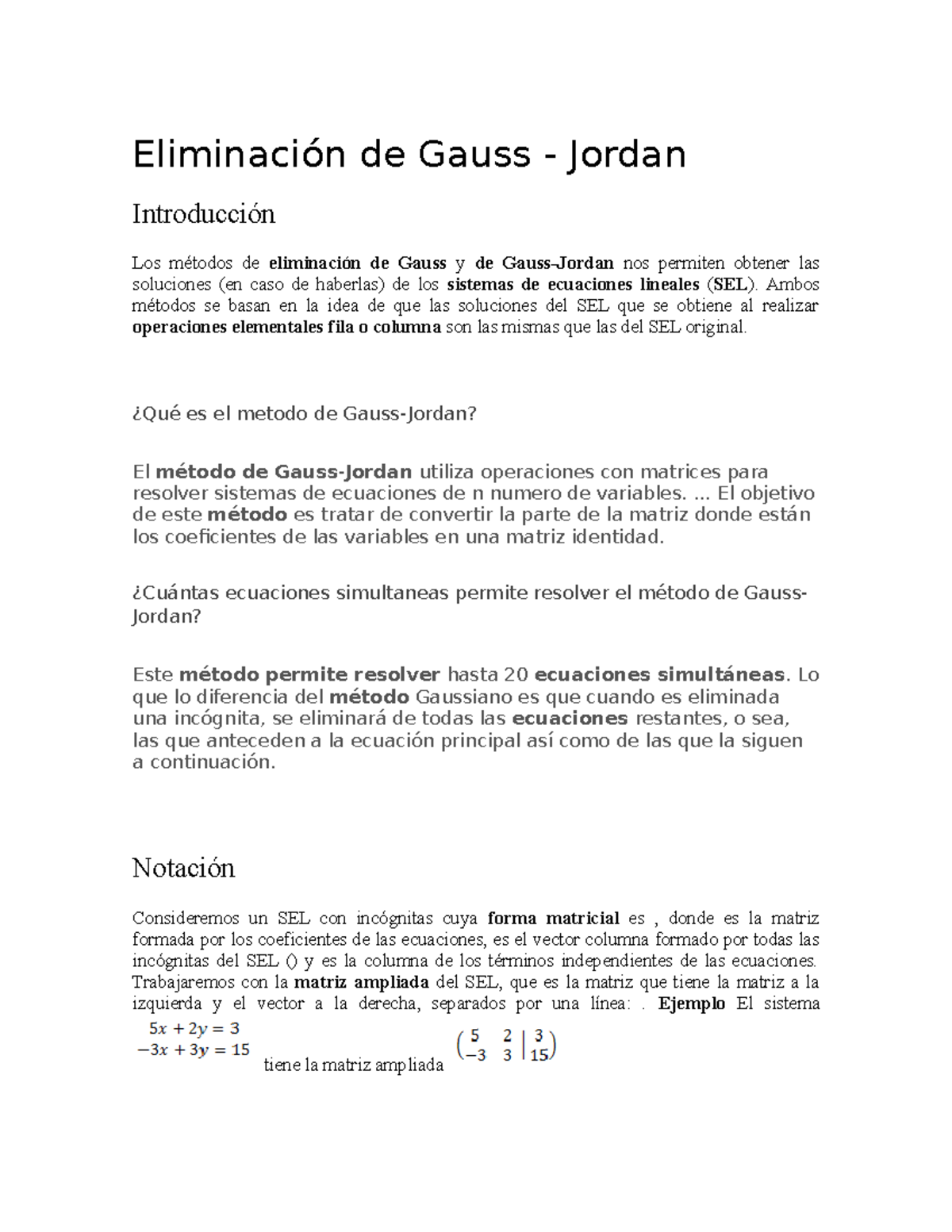 Notas de Eliminación de Gauss-Jordan - Gauss-Jordan R1 U1 - Studocu