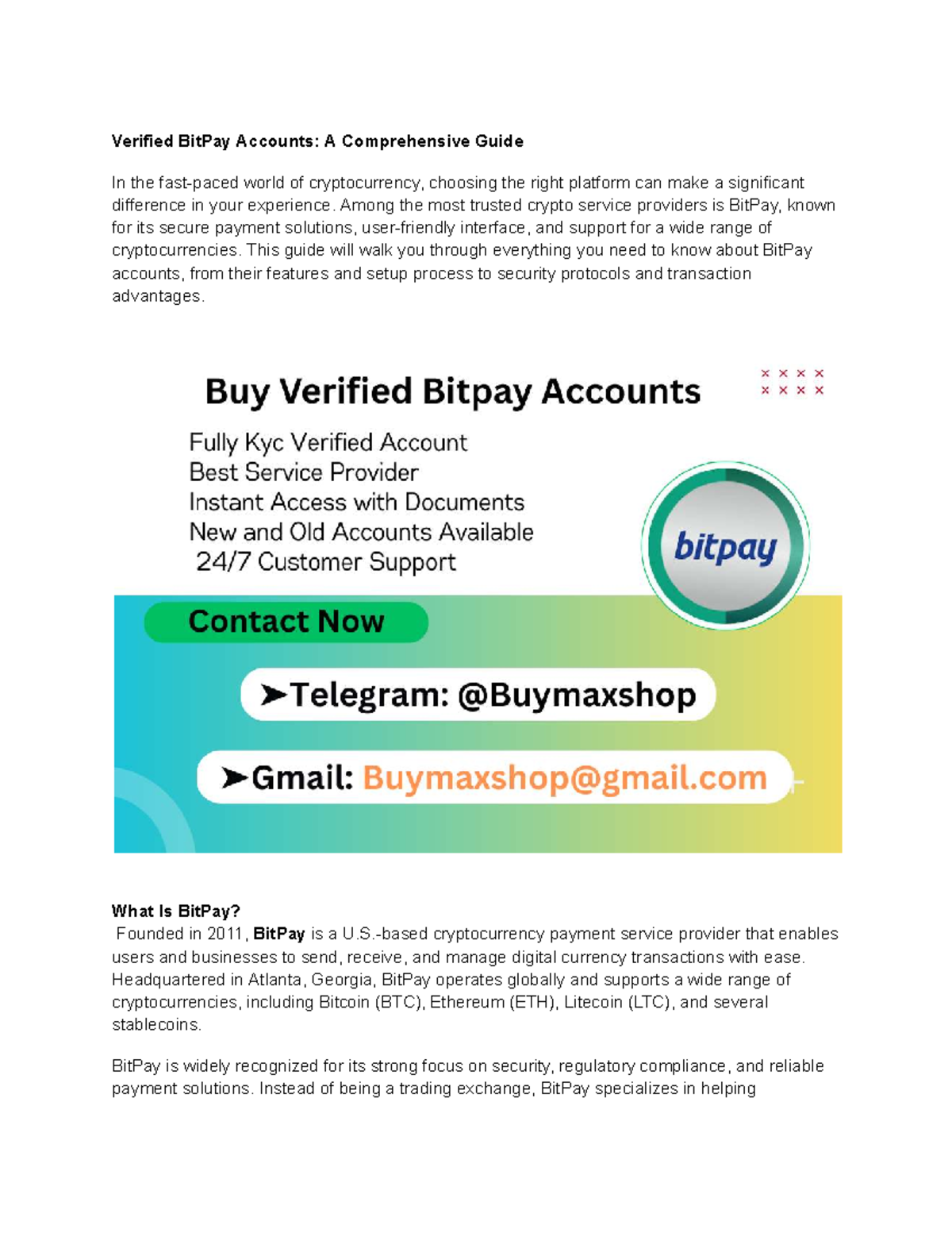 Buy Verified BitPay Accounts: A Complete Guide to Setup & Security - Studocu