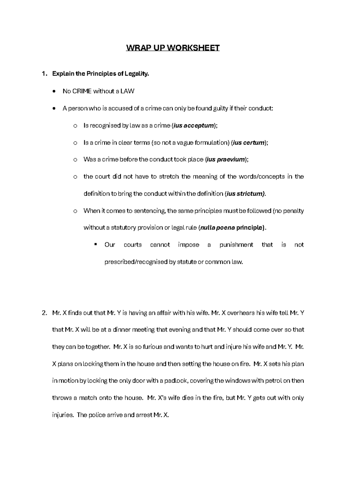 WRAP UP Worksheet WITH Answers 1 - WRAP UP WORKSHEET Explain the ...