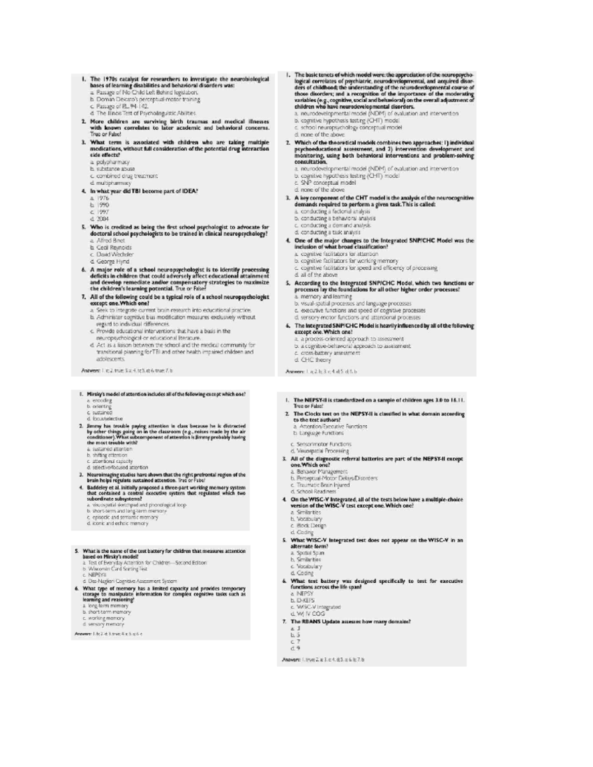 Practice Exam: School Neuropsychology (Course Code: SN 101) - Studeersnel