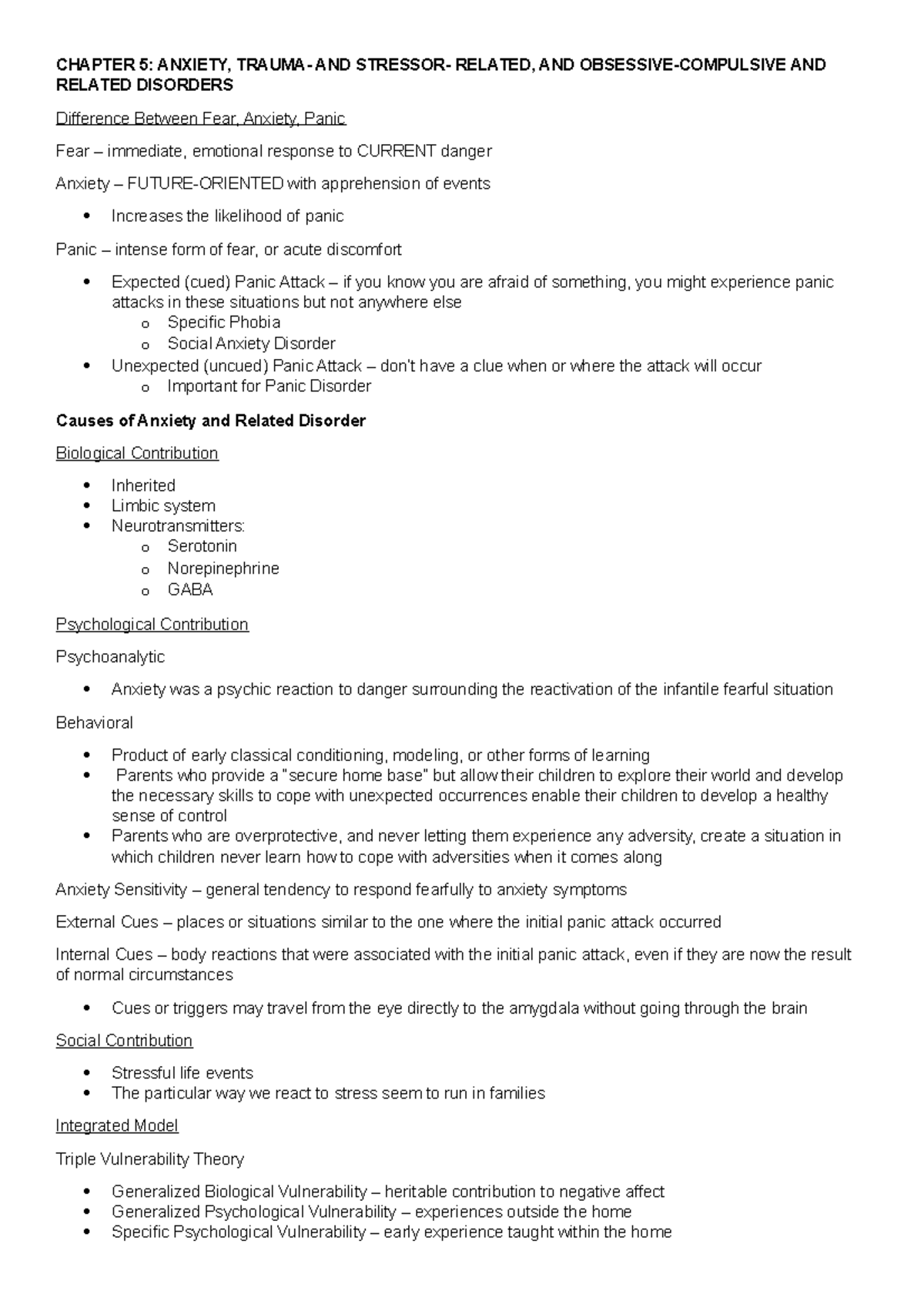 Chapter 5 Review: Anxiety, Trauma & Related Disorders (Psych 101) - Studocu