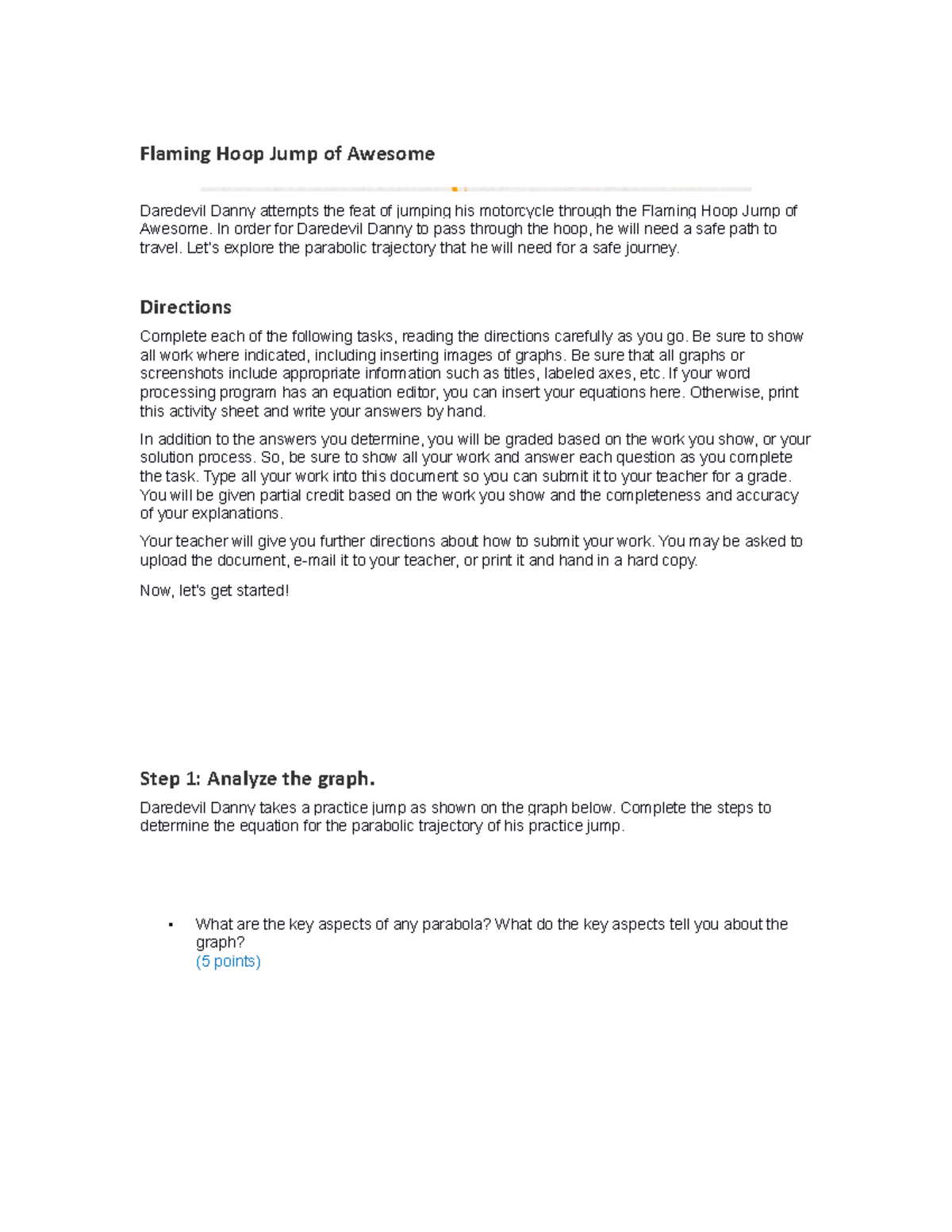 Daredevil Danny's Flaming Hoop Jump Analysis - Student Guide - Studocu