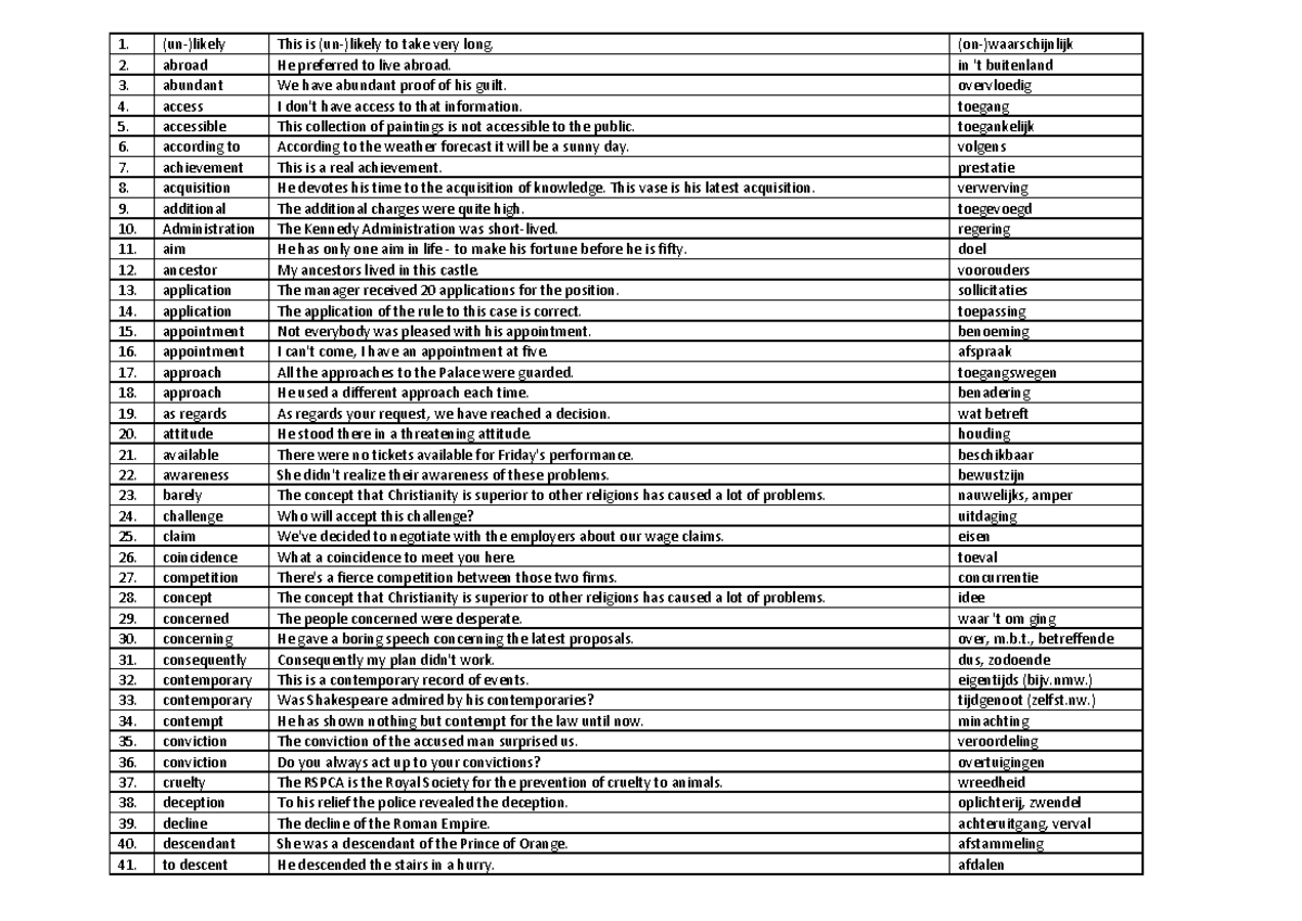 BWL 1 - Basic Word List 1: Key Vocabulary for Beginners - Studeersnel