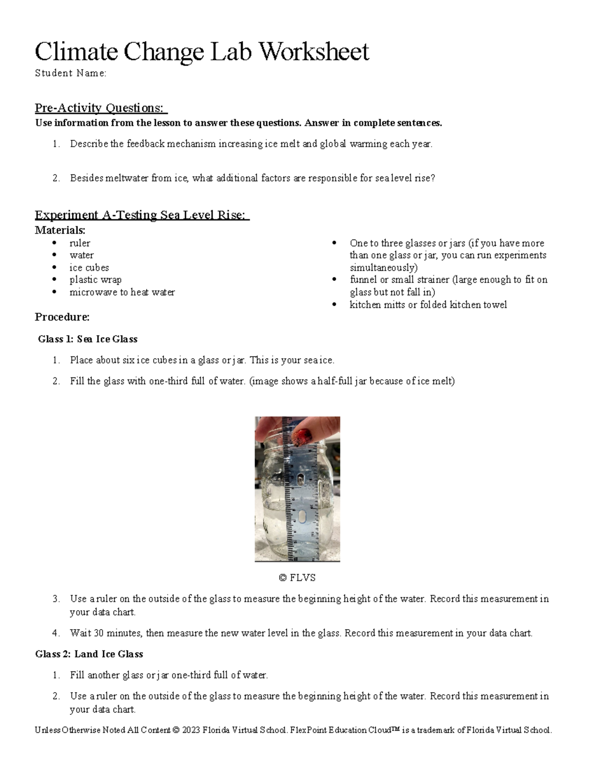 04 05 Climate Change Lab Worksheet - Key Concepts and Experiments - Studocu