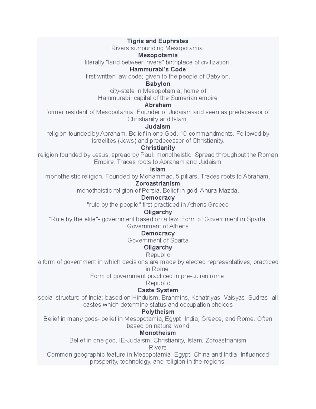 Key Terms Review for World History Final Exam - Studocu