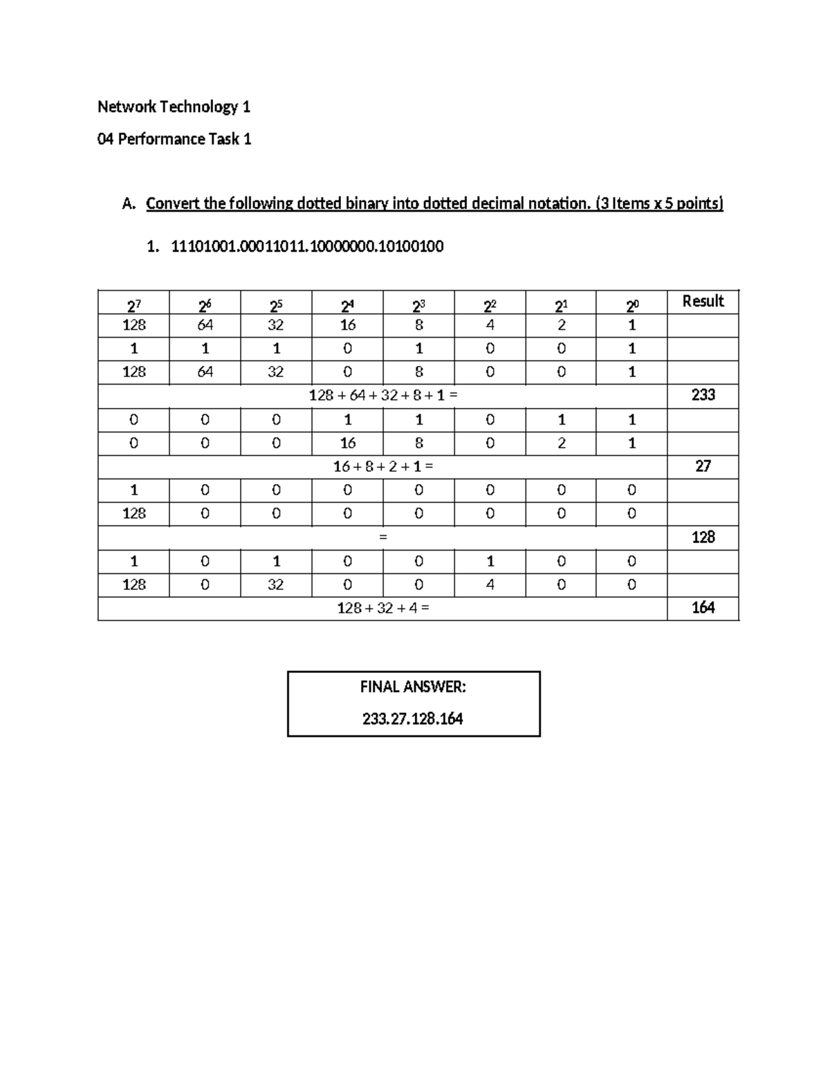04 Performance Task 1 - Custom Subnetting and IP Ranges Solutions - Studocu