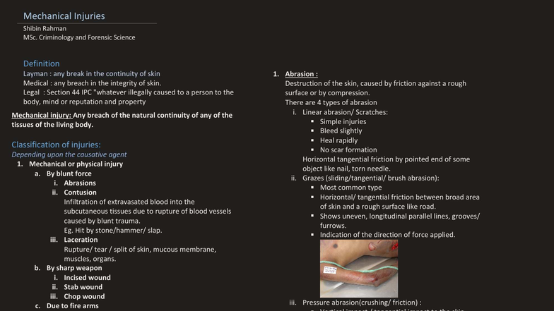Mechanical Injuries: A Comprehensive Overview in Forensic Science - Studocu