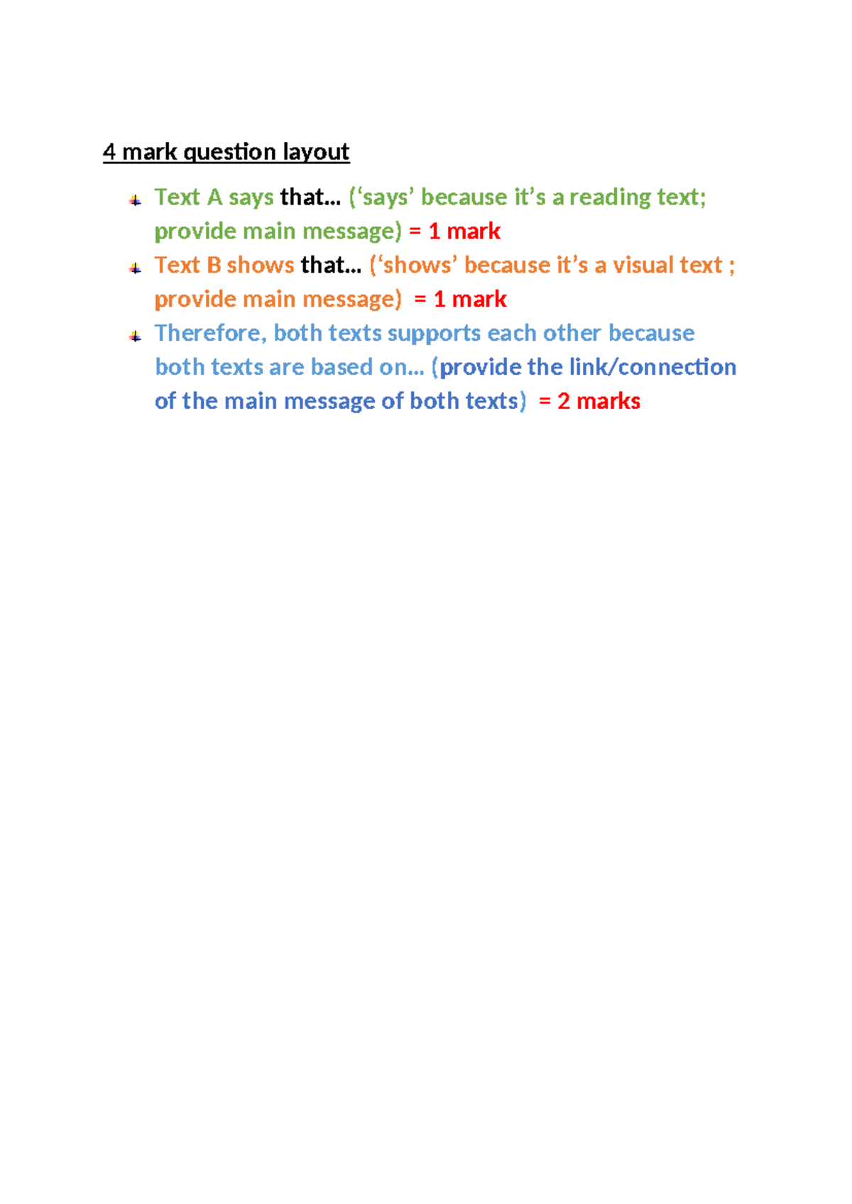 4 mark question layout - Language notes - 4 mark question layout Text A ...
