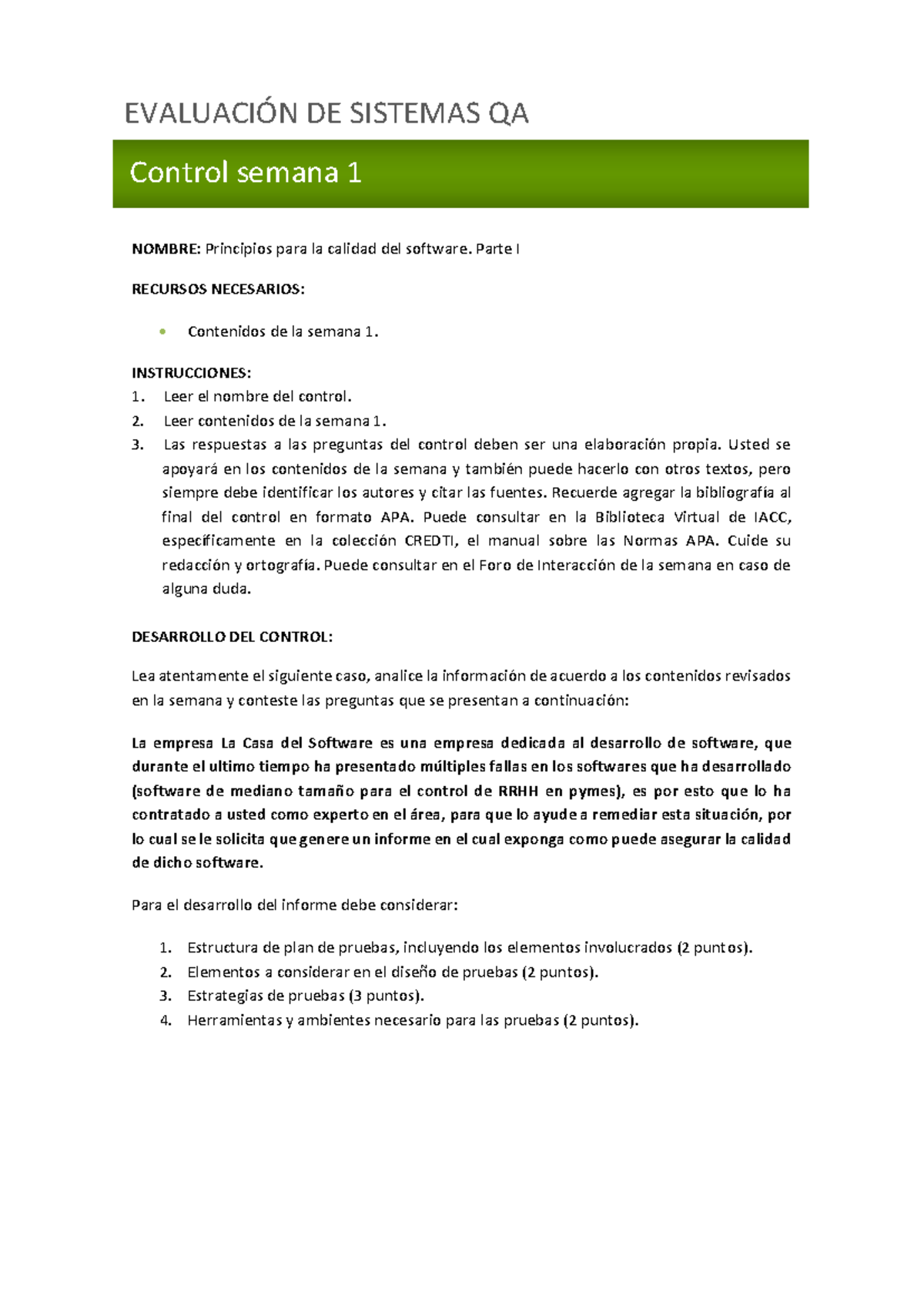 S1 Control S 1 V1 - sfdg - NOMBRE : Principios para la calidad del ...