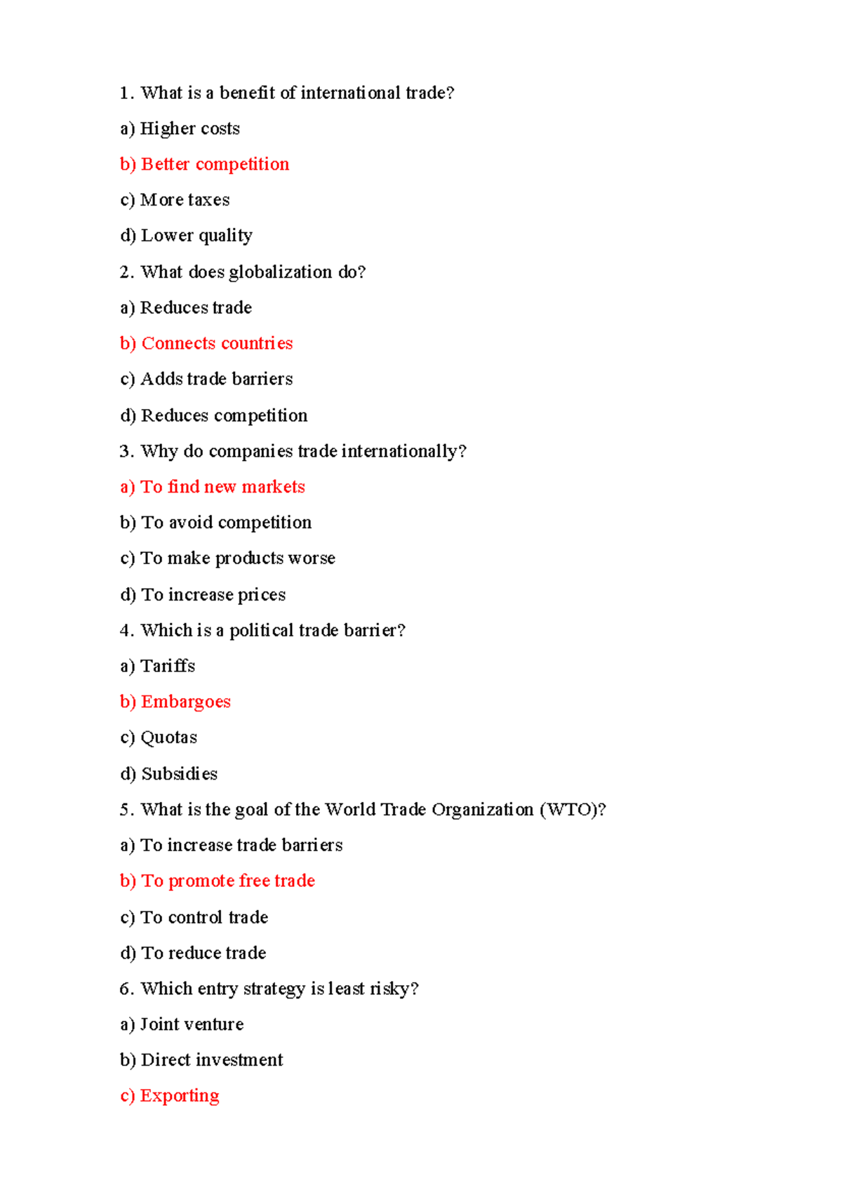 Quiz 2 IB - International Trade Concepts and Strategies - Studocu
