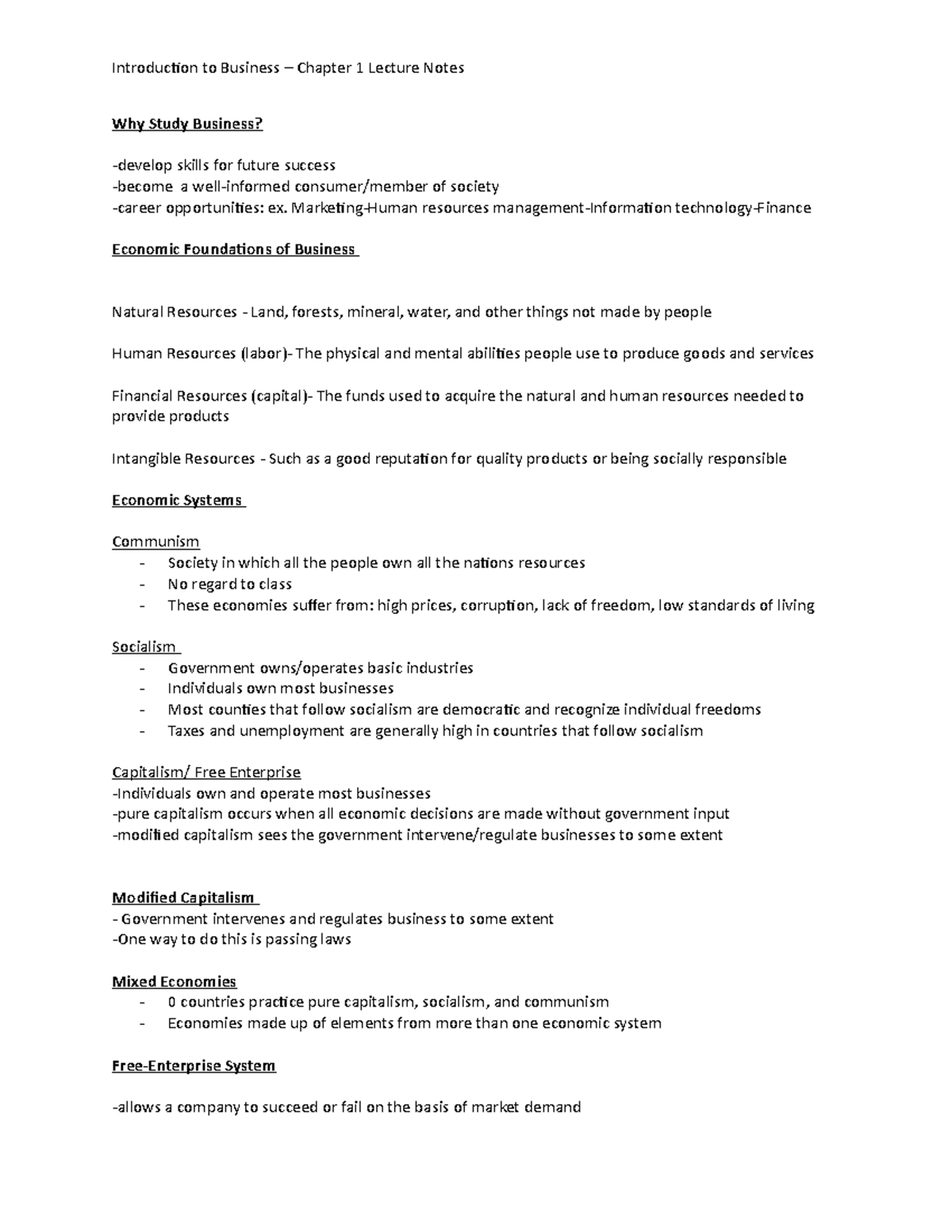 BUS 101: Intro to Business - Chapter 1 Lecture Notes on Strategy - Studocu
