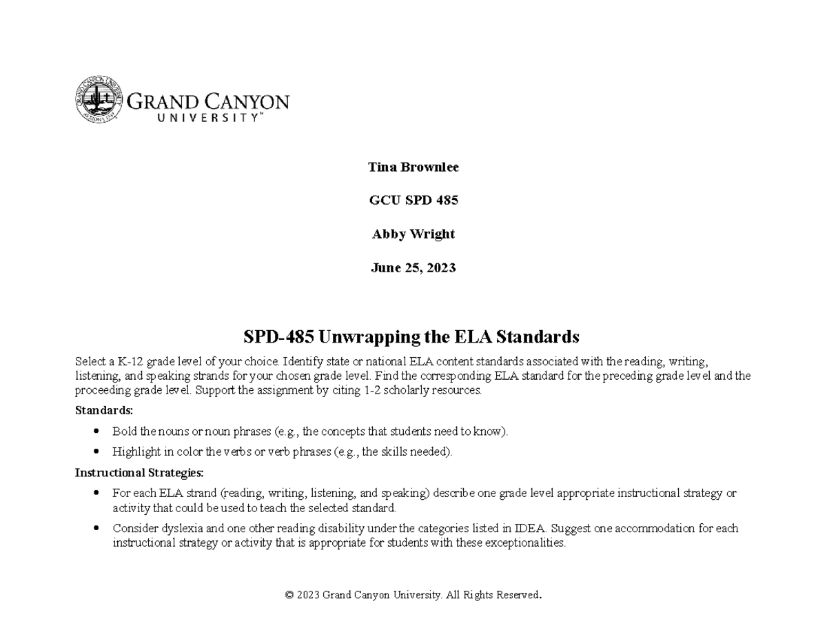 SPD-485 T1 Unwrapping ELA Standards: Grade 2 Instructional Strategies ...