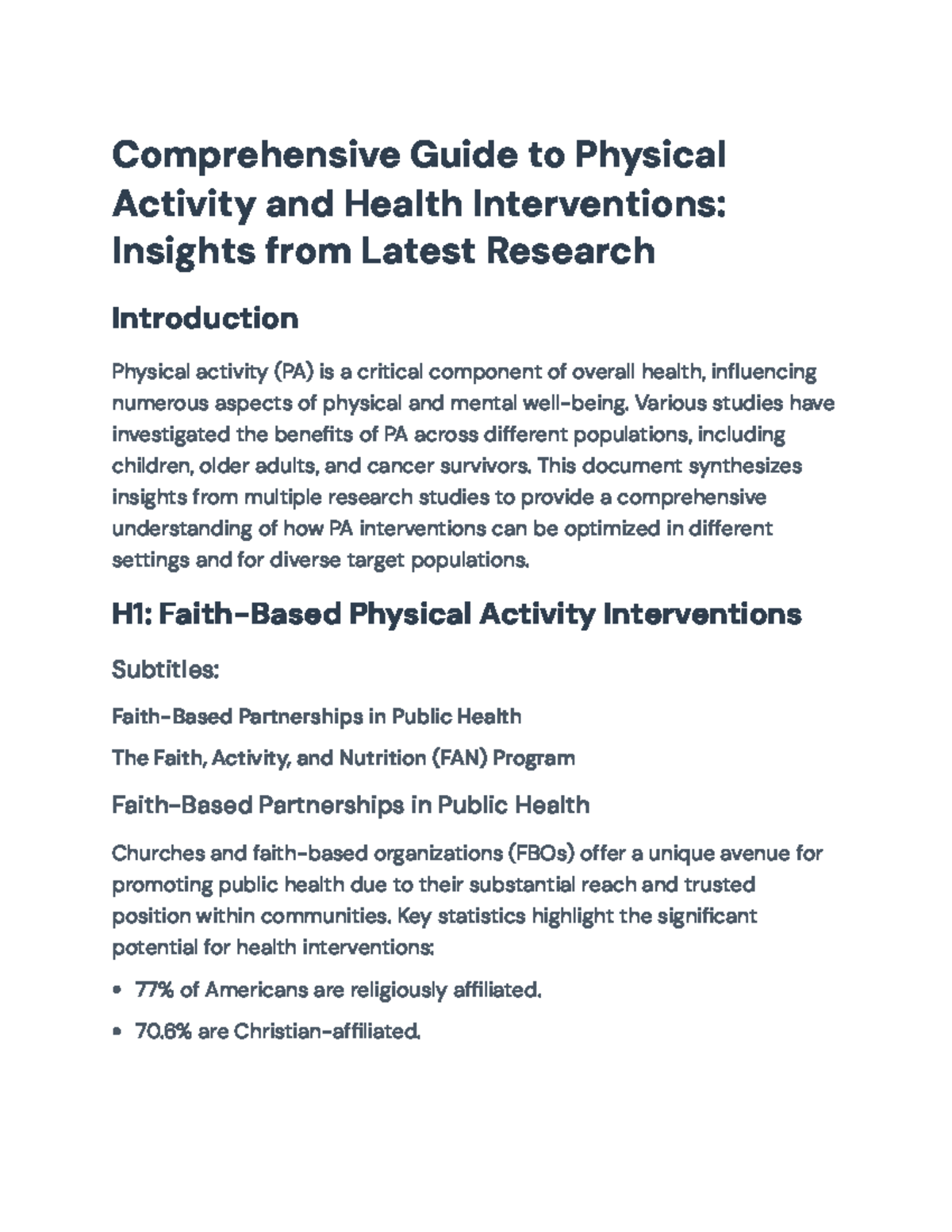 Comprehensive Guide to Physical Activity Interventions for Health ...