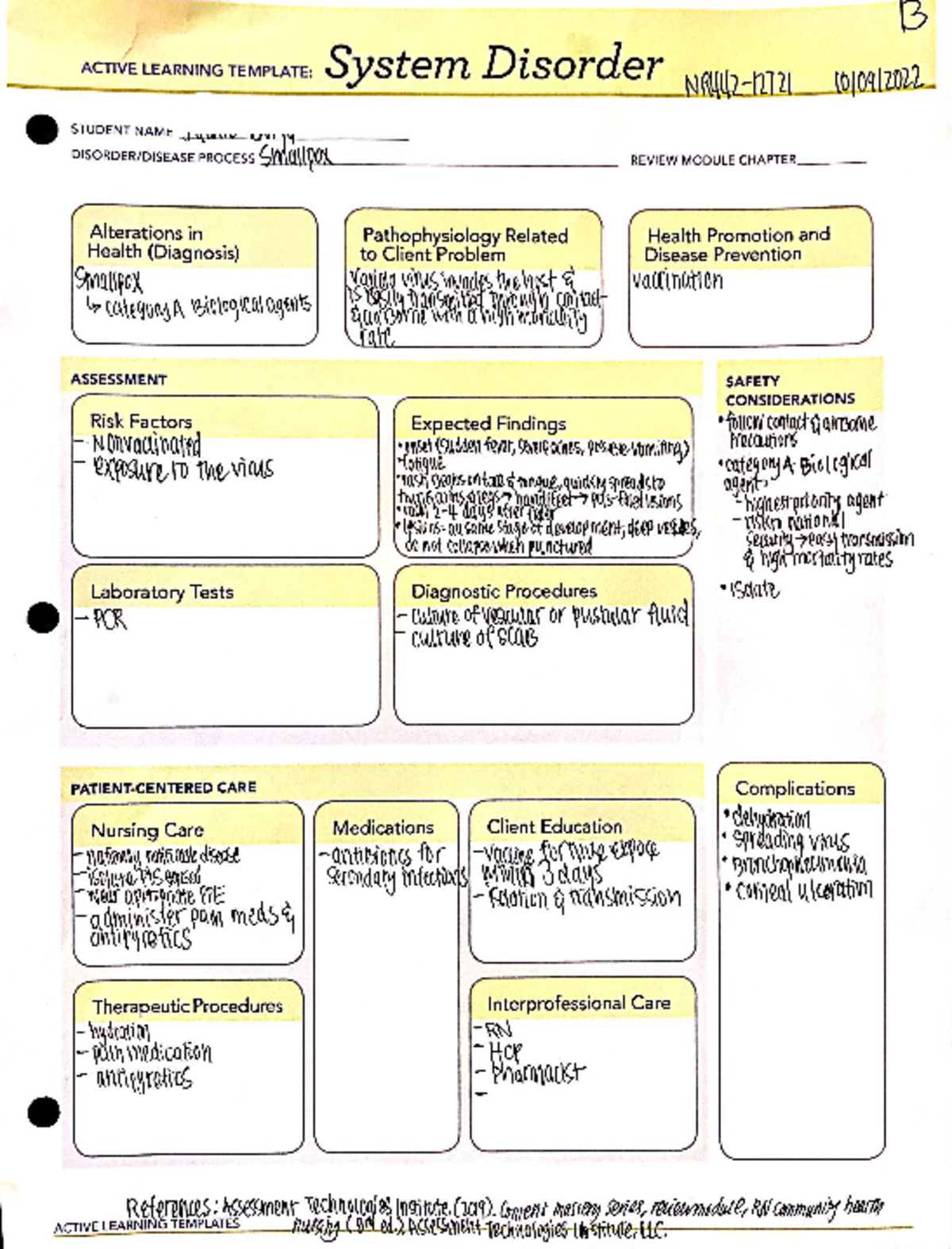 System Disorder: Smallpox - NAW 17721 Active Learning Template - Studocu