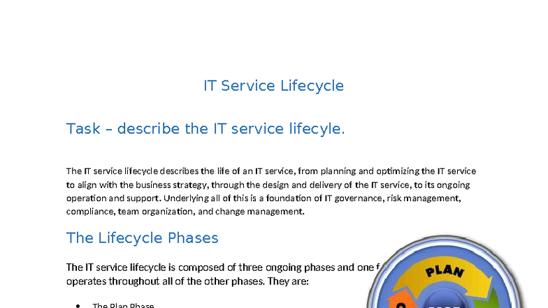 IT Service Lifecycle Overview: Phases & Management Strategies - Studocu