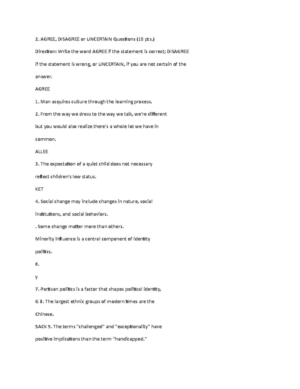 UCSP101 - Summative Test Questions and Answers for UCSP - Studocu