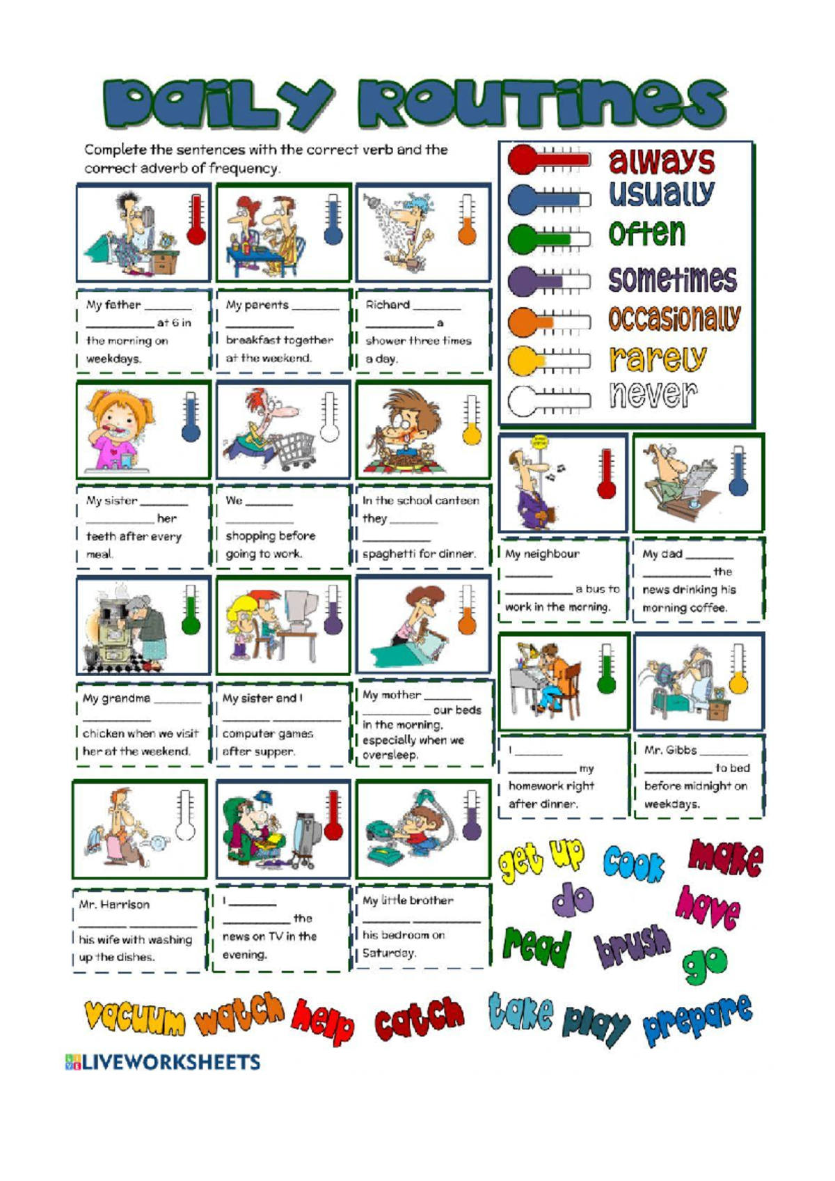 HLIVEWORKSHEETS: Daily Routines Verb & Adverb Practice Worksheet - Studocu