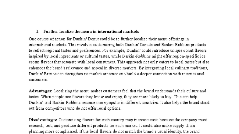 Alternative Actions for Donut's International Market Strategy - Studocu