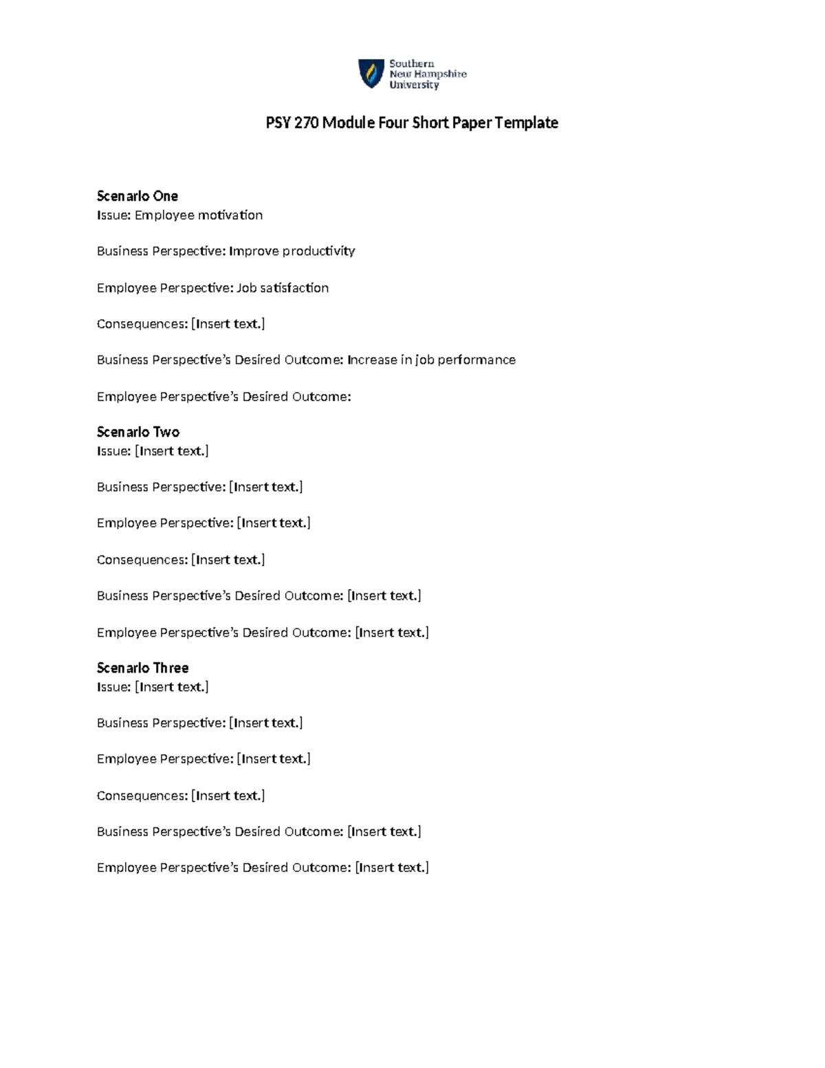 PSY 270 Module Four Short Paper Template - PSY 270 Module Four Short ...