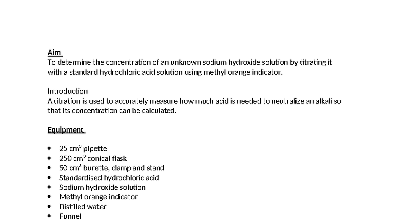 Sodium Hydroxide Titration with HCl: Lab Procedure & Safety Guidelines ...
