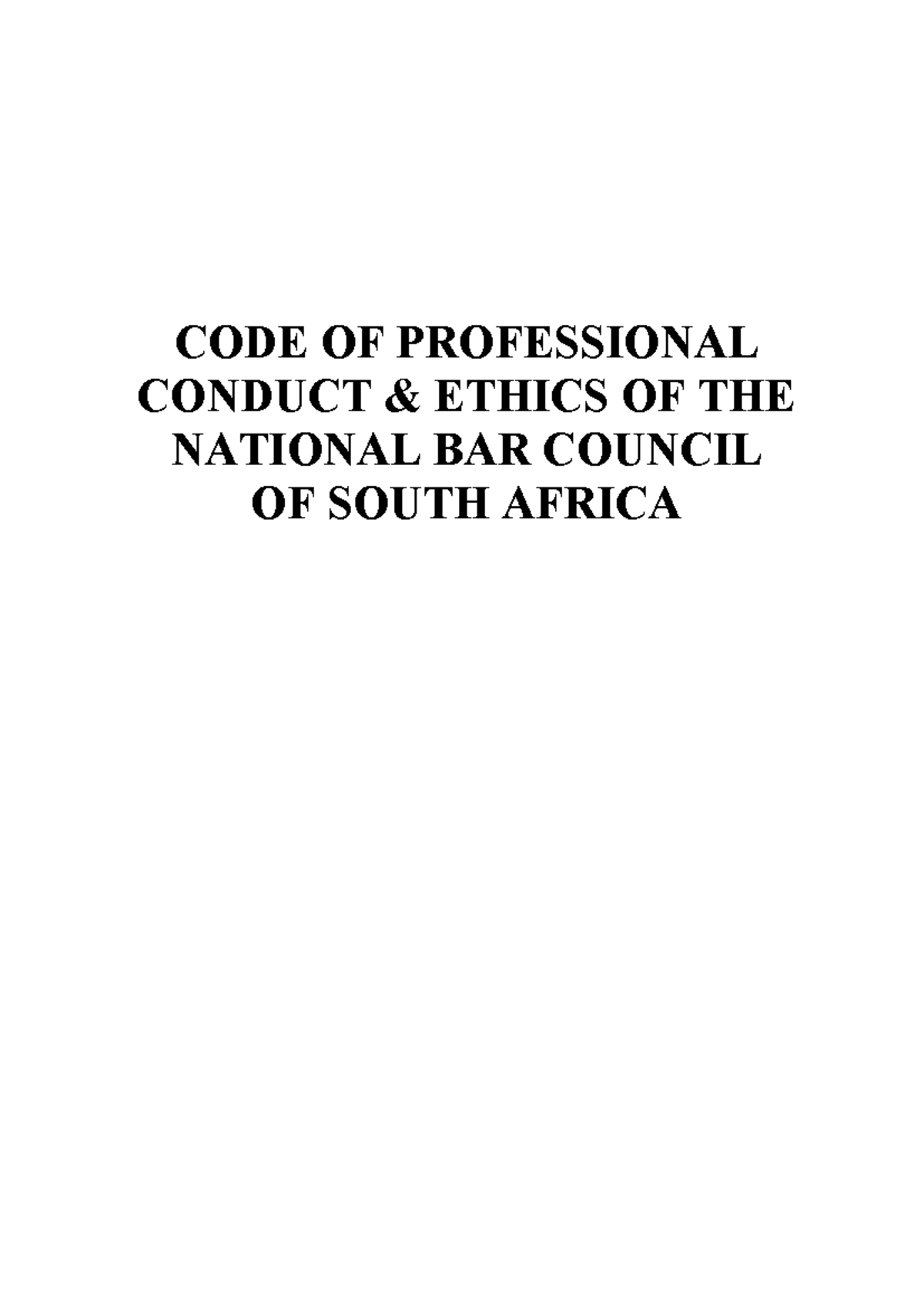 CODE OF PROFESSIONAL CONDUCT & ETHICS - NBCSA 2016 Guide - Studocu