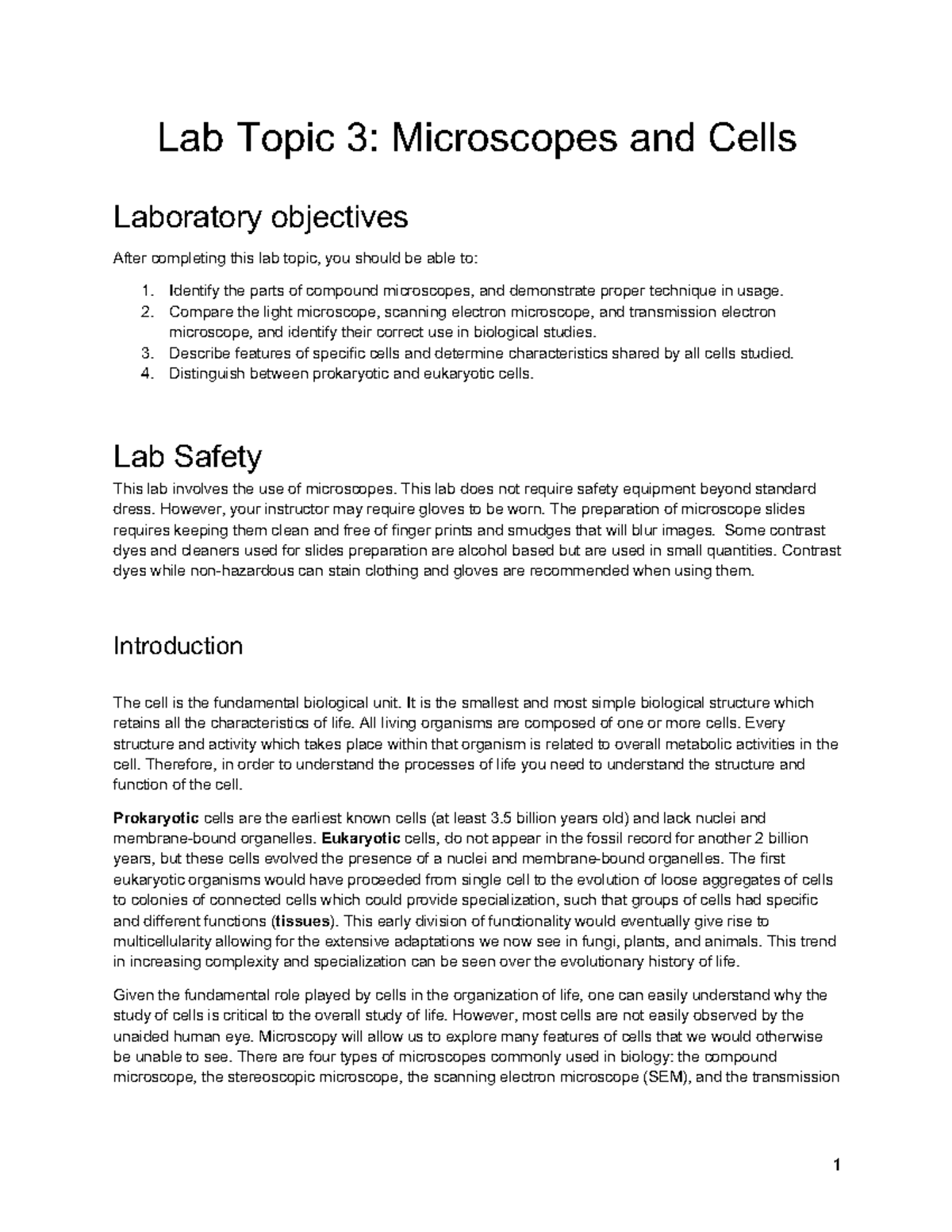 BIOL251L Lab #3: Microscopes and Cell Analysis Techniques - Studocu
