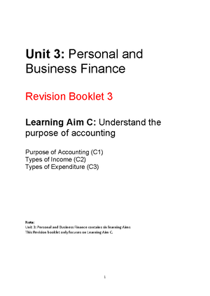 Formulas again - Lecture notes 1 - BTEC UNIT 3 PERSONAL & BUSINESS ...