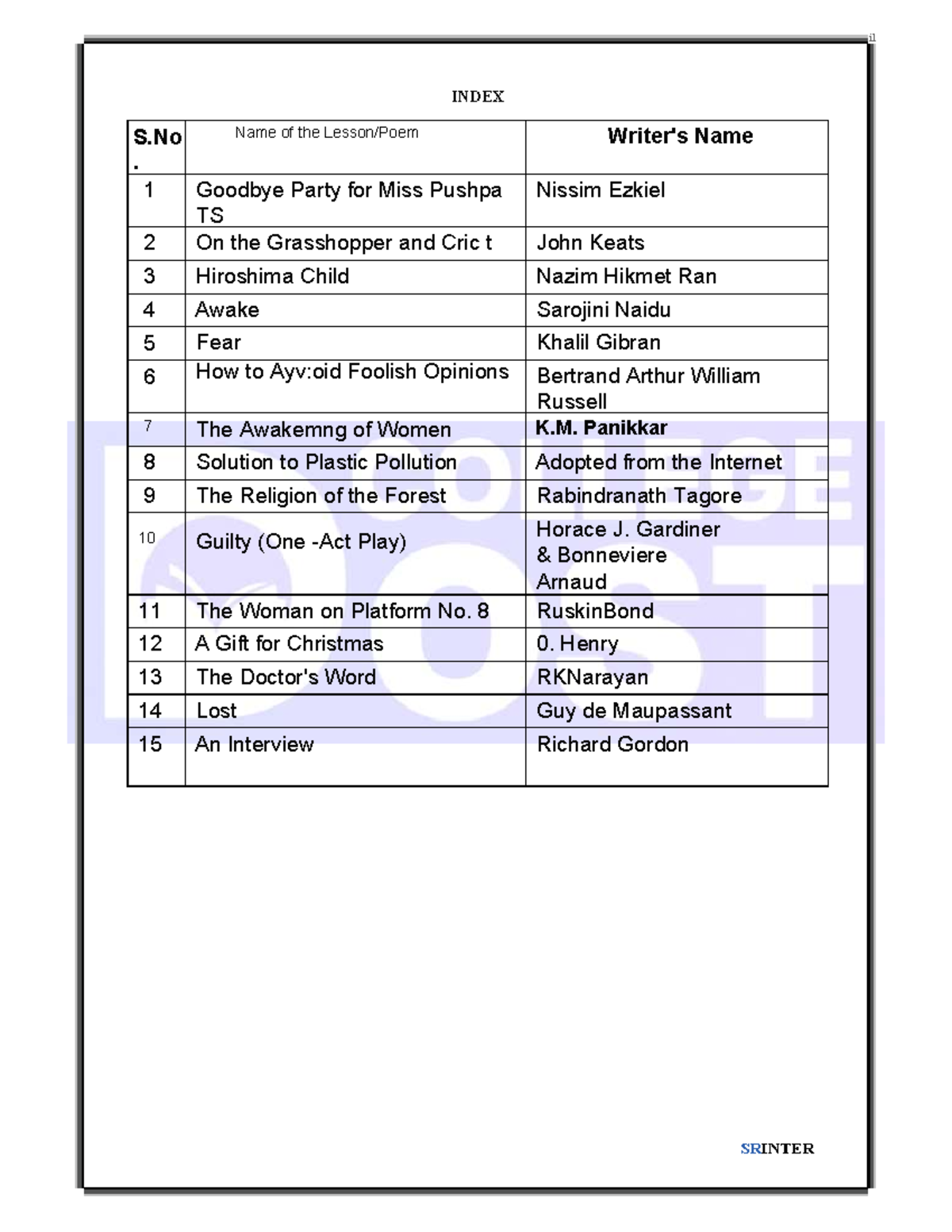 SR English TS - Important Annotations and Summaries of Key Poems and ...