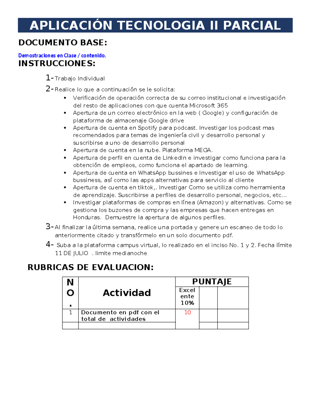 APLICACIÓN TECNOLOGÍA II - PARCIAL: Actividades y Recursos Digitales ...