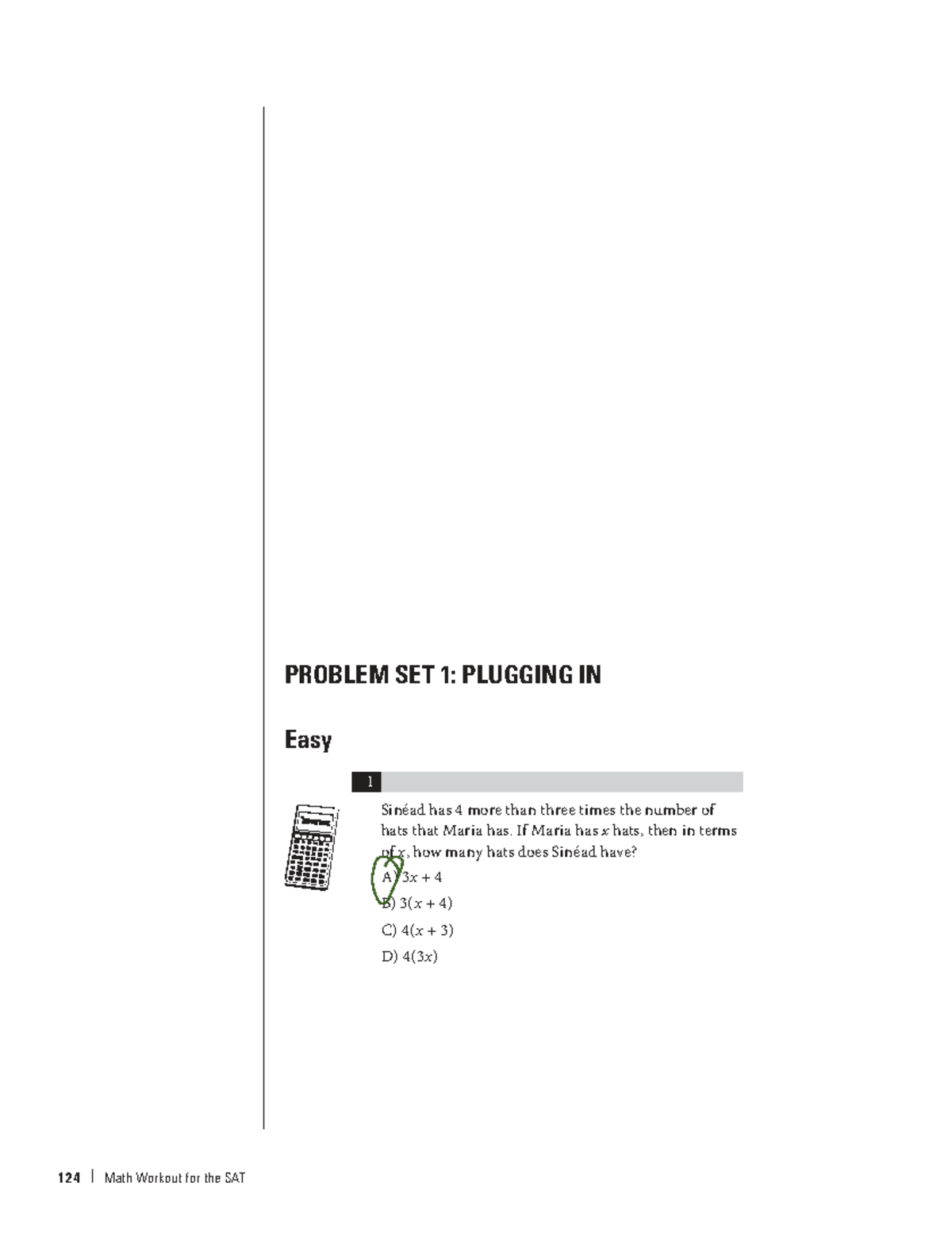Problem Set 1-18: Plugging In & Math Workout for the SAT - Studocu
