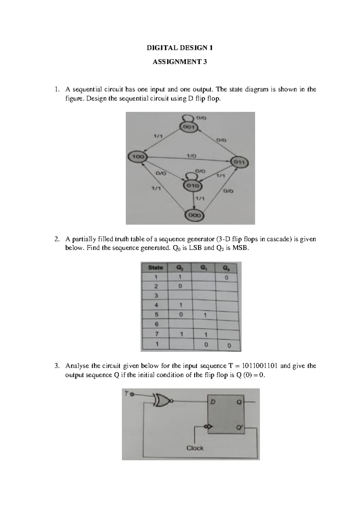 Digital Design 1 - Assignment 3: Sequential Circuits & Flip Flops - Studocu