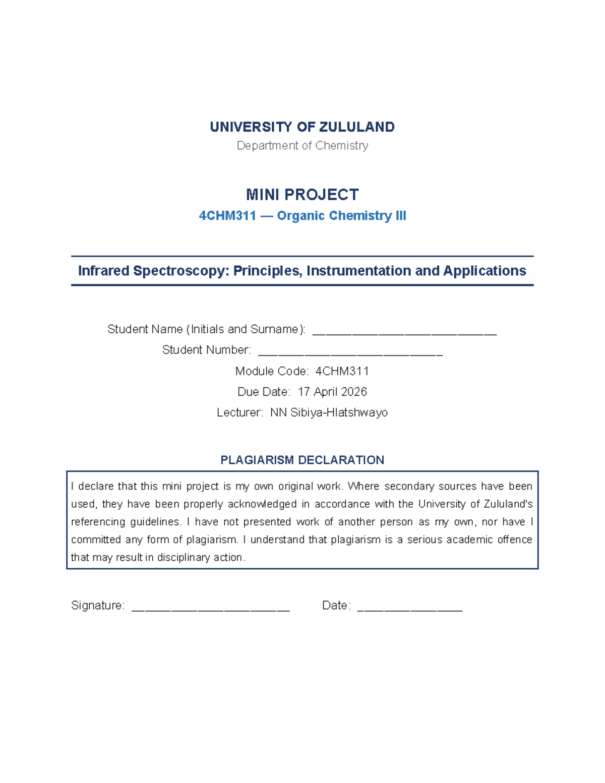IR Spectroscopy Mini Project: Principles & Applications 4CHM311 - Studocu
