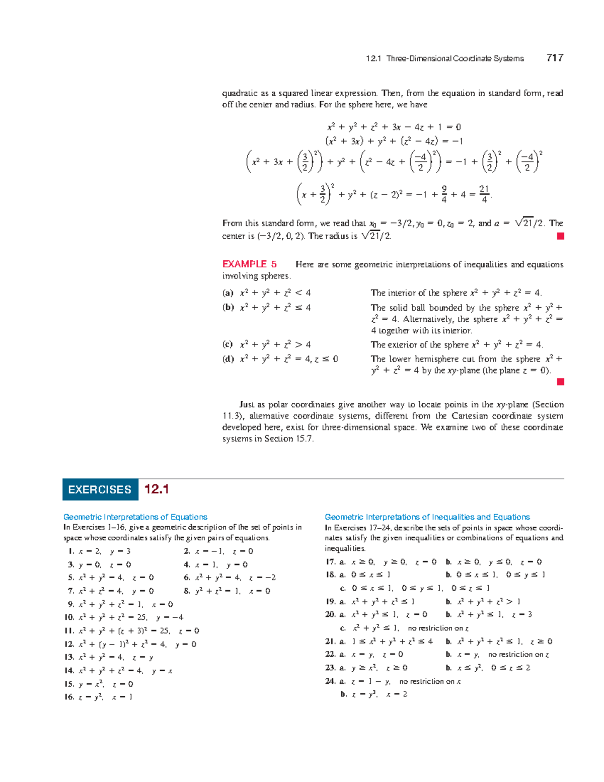 12.1 Coordinate Systems: Geometric Interpretations of Spheres and ...