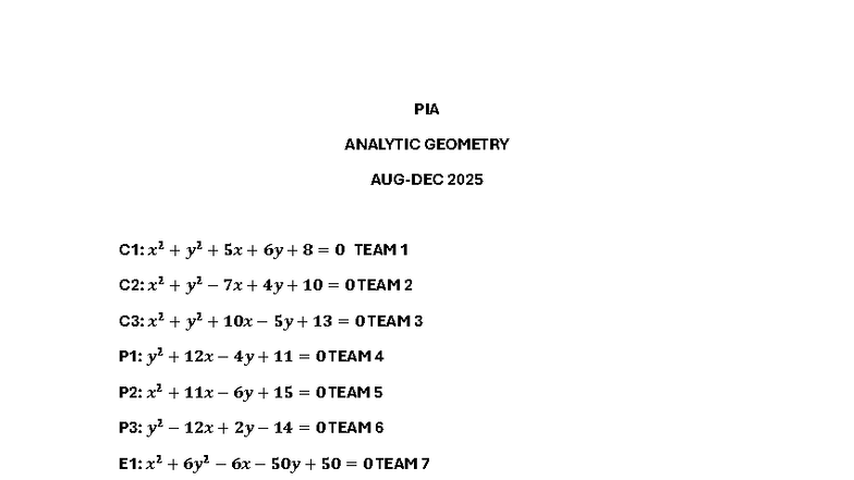 PIA ANALYTIC GEOMETRY 2025 - Video Problem Resolution - Studocu