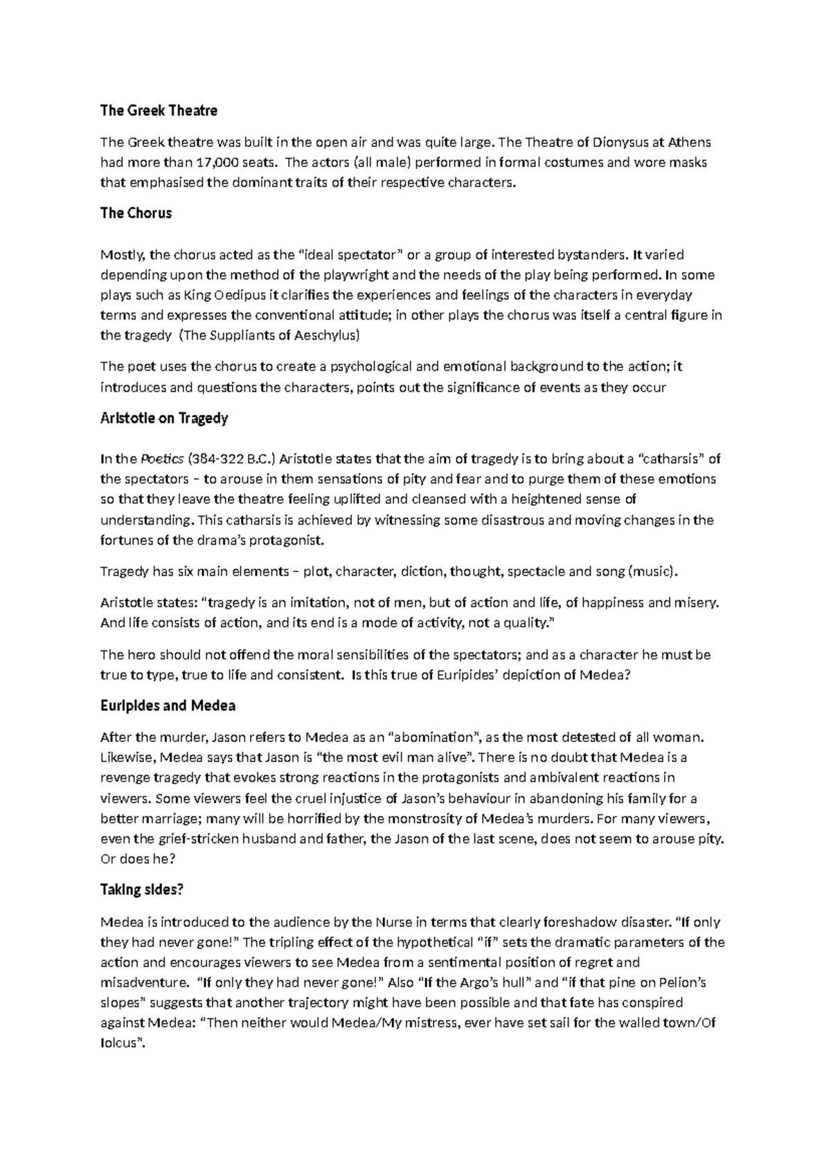 The Greek Theatre - notes - The Greek Theatre The Greek theatre was ...