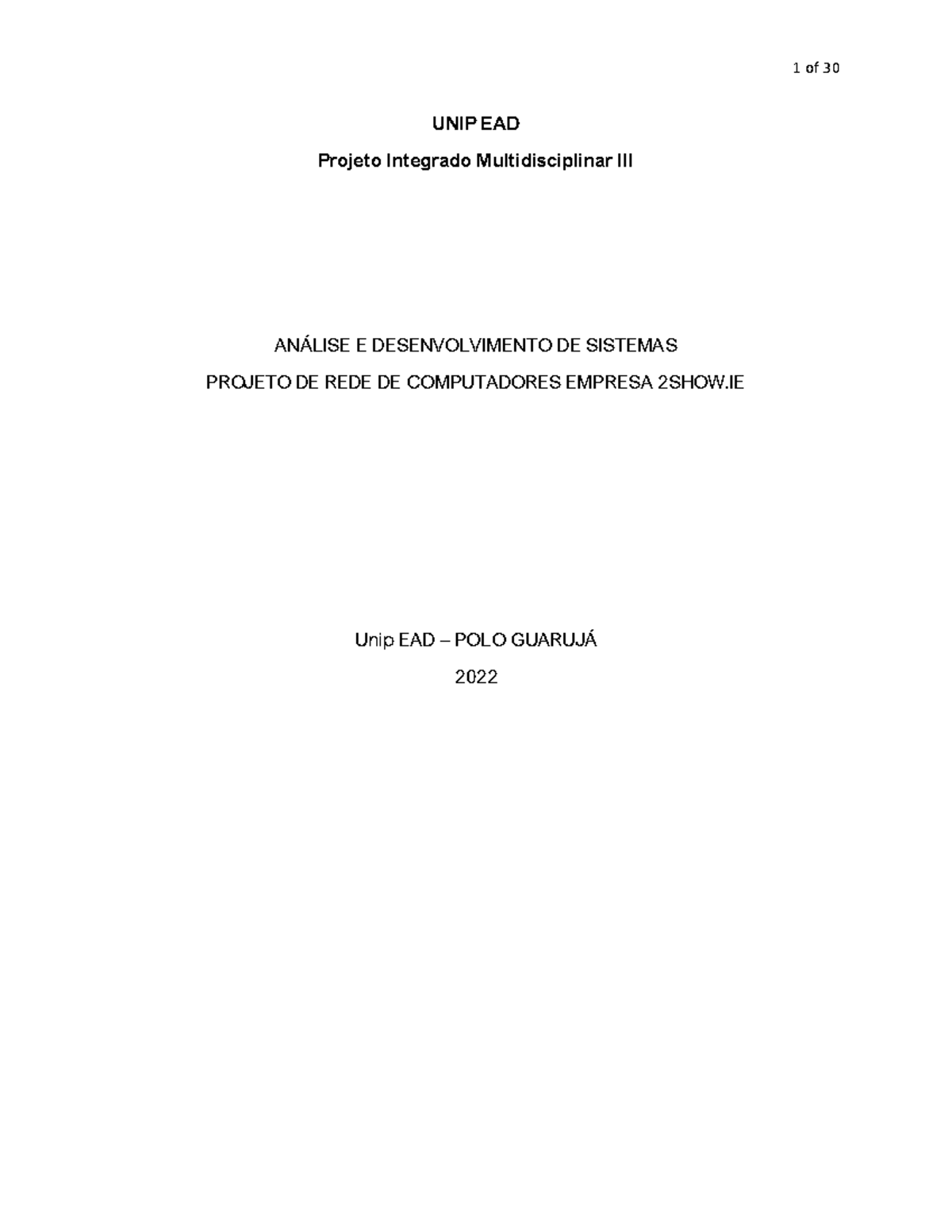 PIM III - pim 3 - UNIP EAD Projeto Integrado Multidisciplinar III AN¡LISE E DESENVOLVIMENTO DE ...