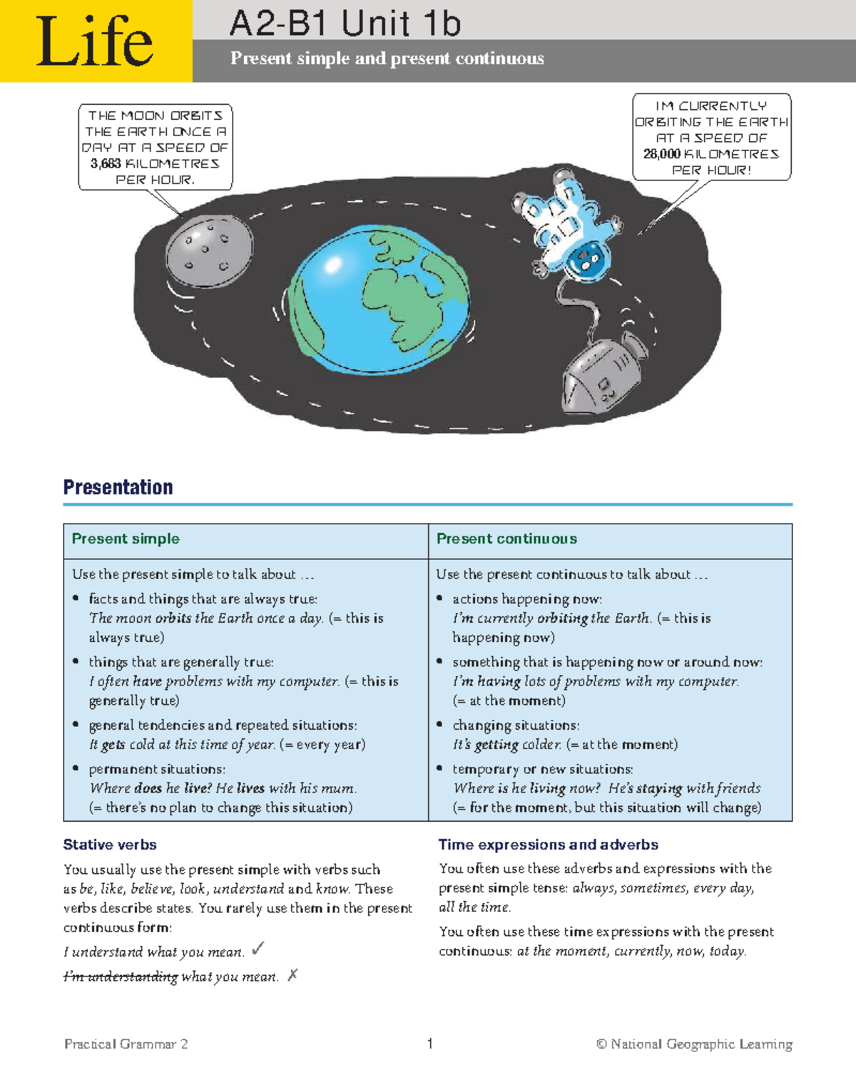 A2B1 Unit 1b: Present Simple vs. Present Continuous Overview - Studocu