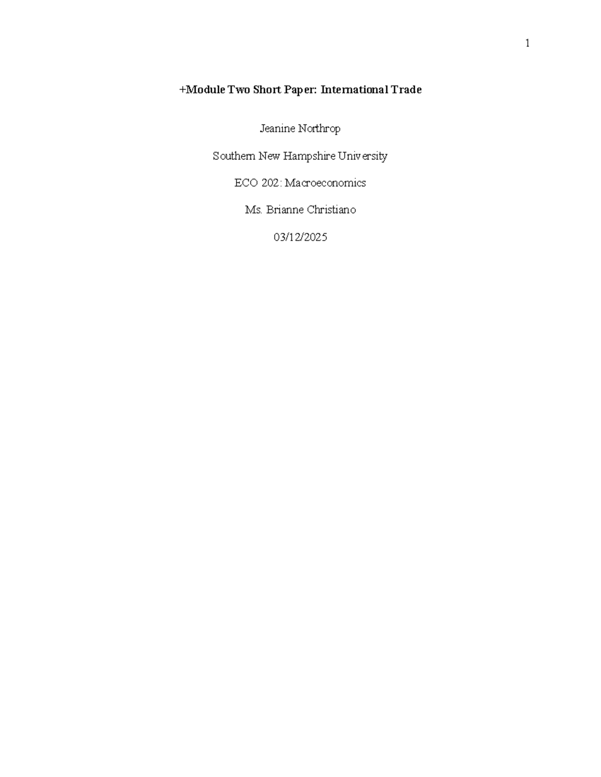 ECO 202 Final Paper - International Trade Dynamics and Interdependence ...