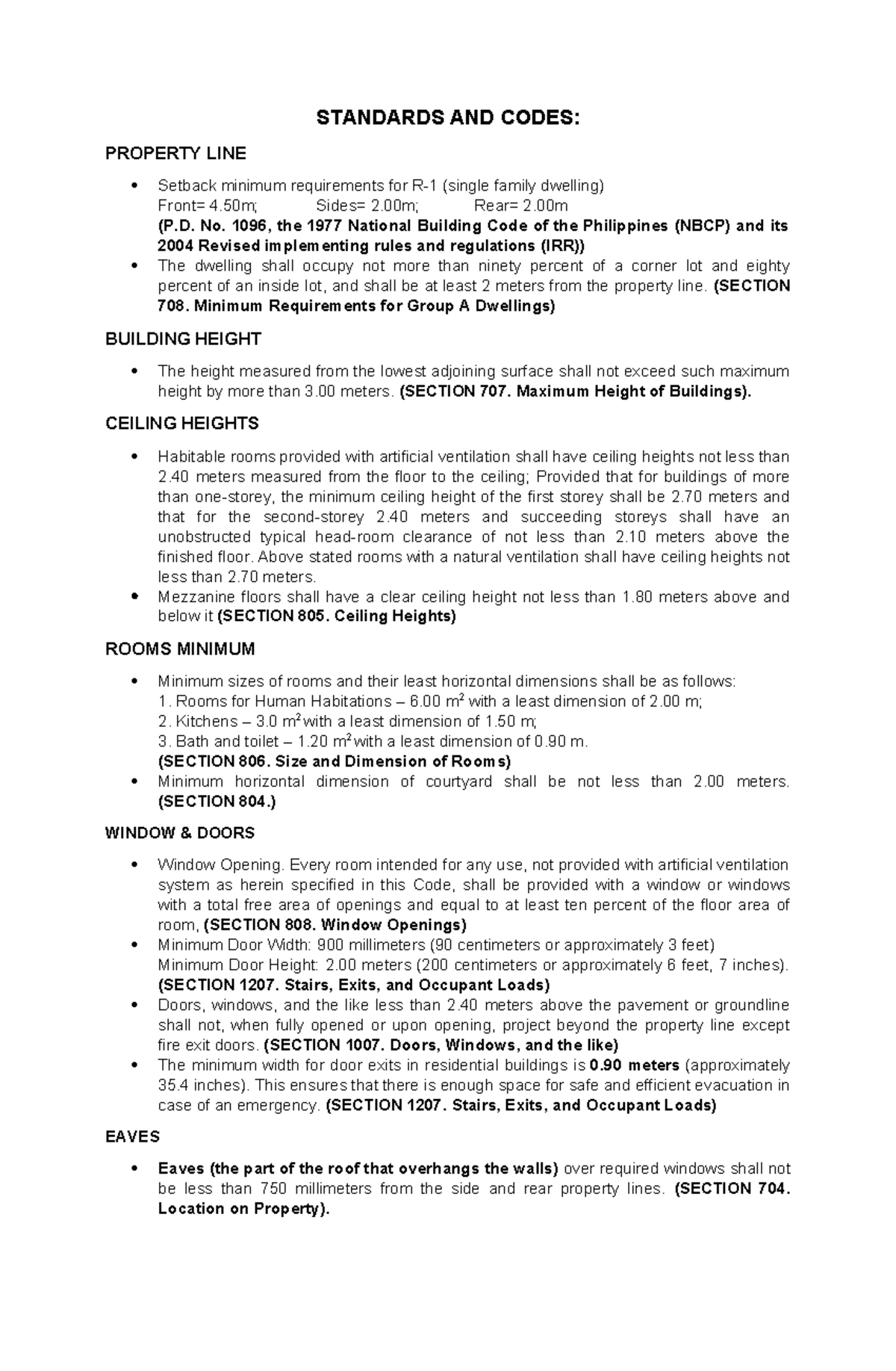 Building Standards and Codes Overview for R-1 Dwellings - Studocu