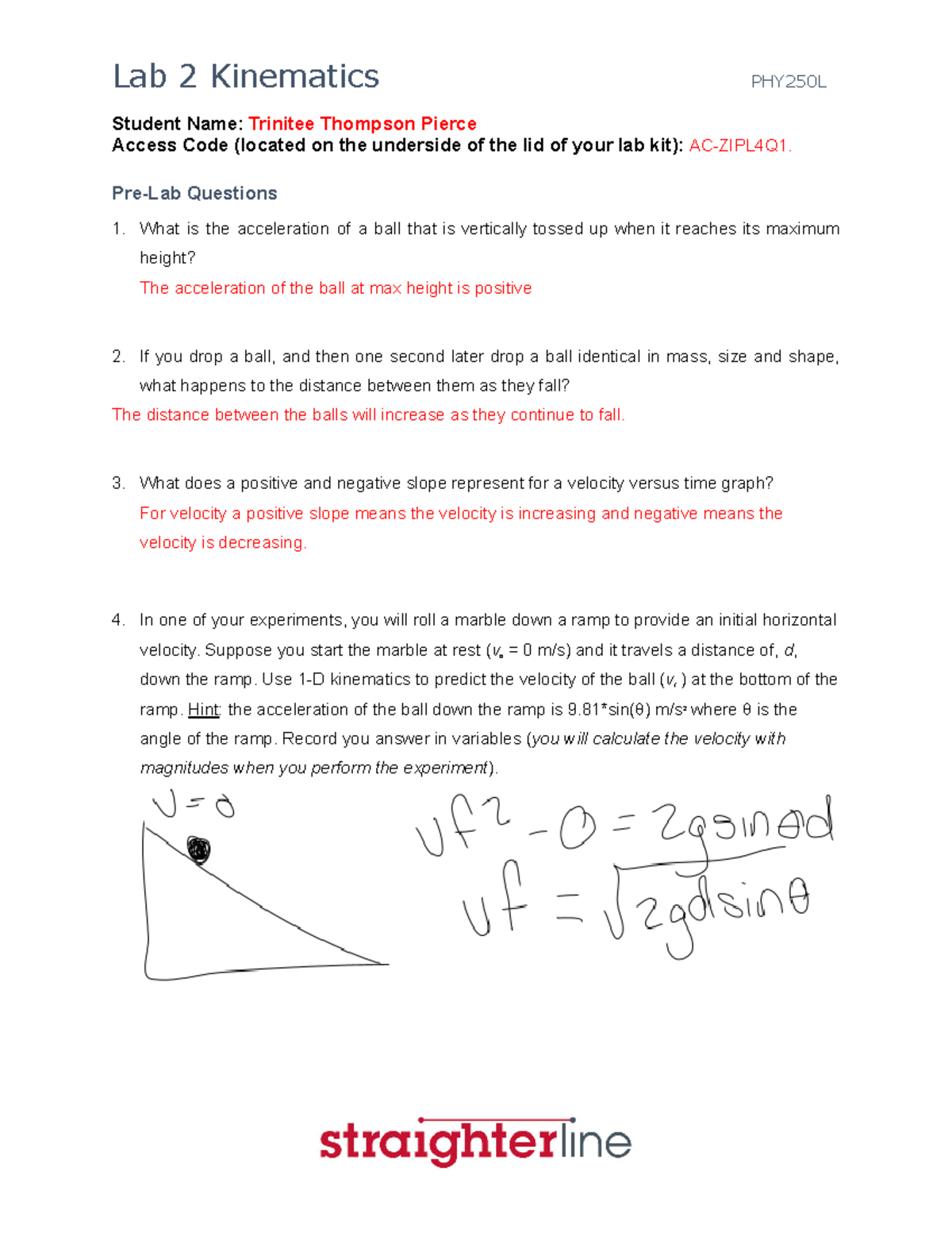 PHY 250 Kinematics Lab Report: Understanding Projectile Motion - Studocu