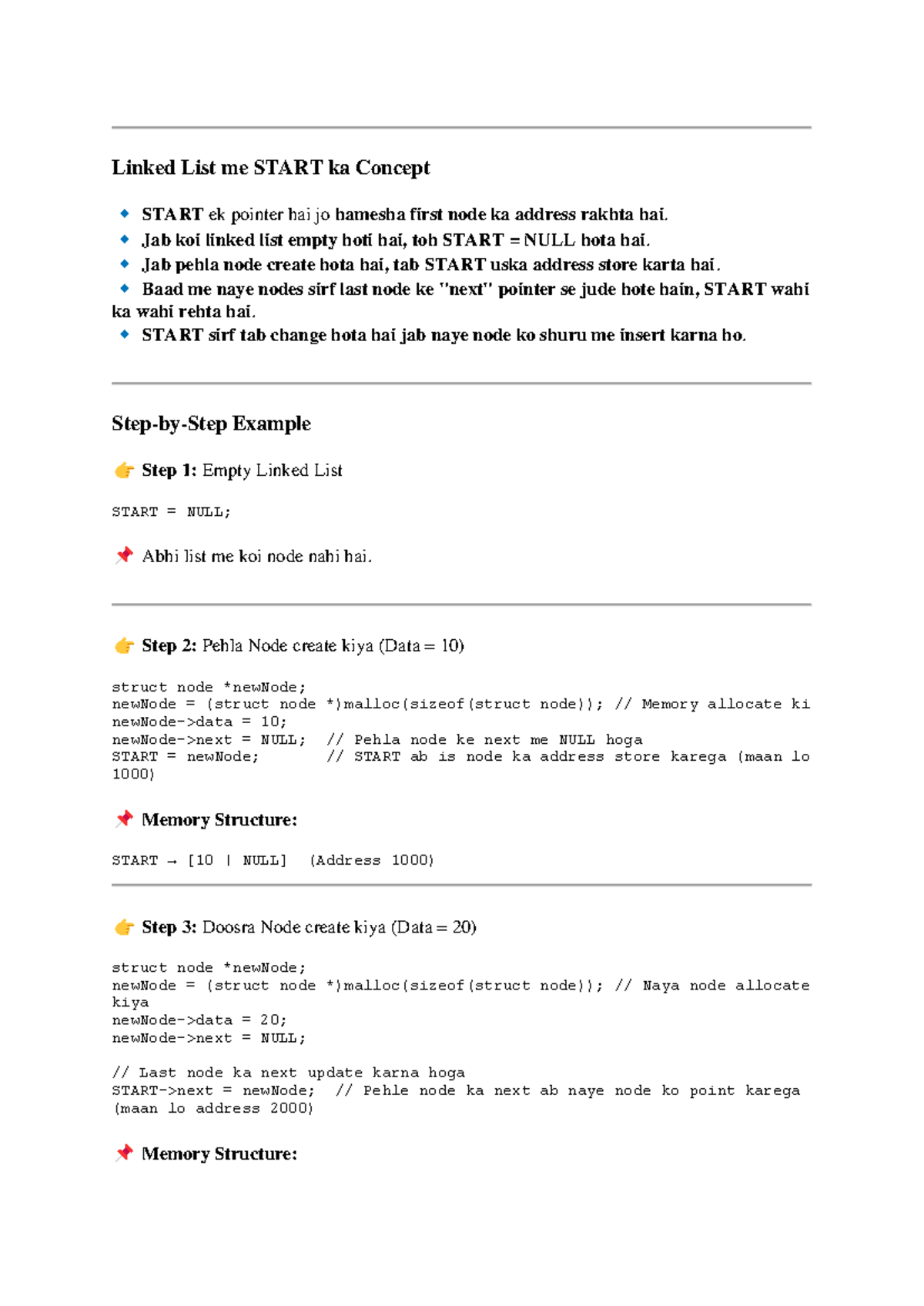 Linked List I: Understanding the START Pointer and Node Operations ...