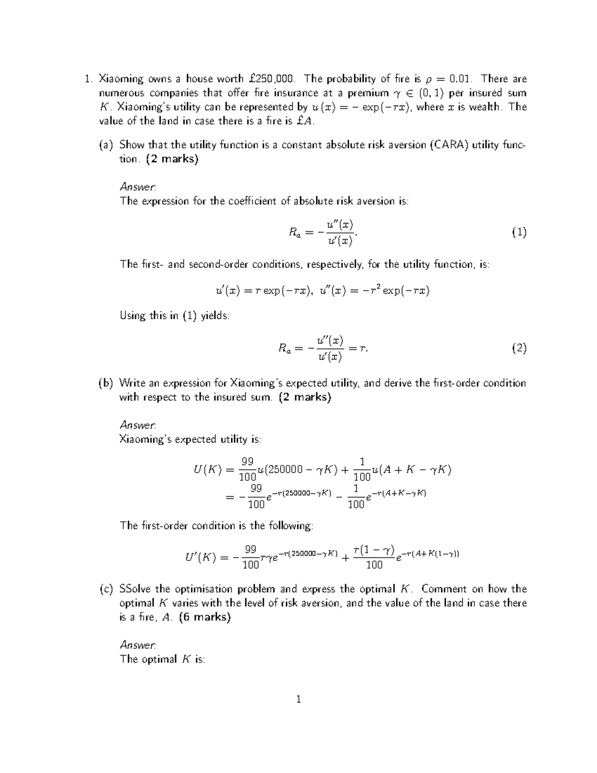 2022-2023 EC202 Final Exam Solutions: Risk Aversion & Game Theory - Studocu