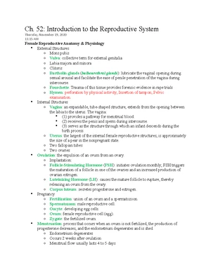 Introduction to the Reproductive system - Ch. 52: Introduction to the ...