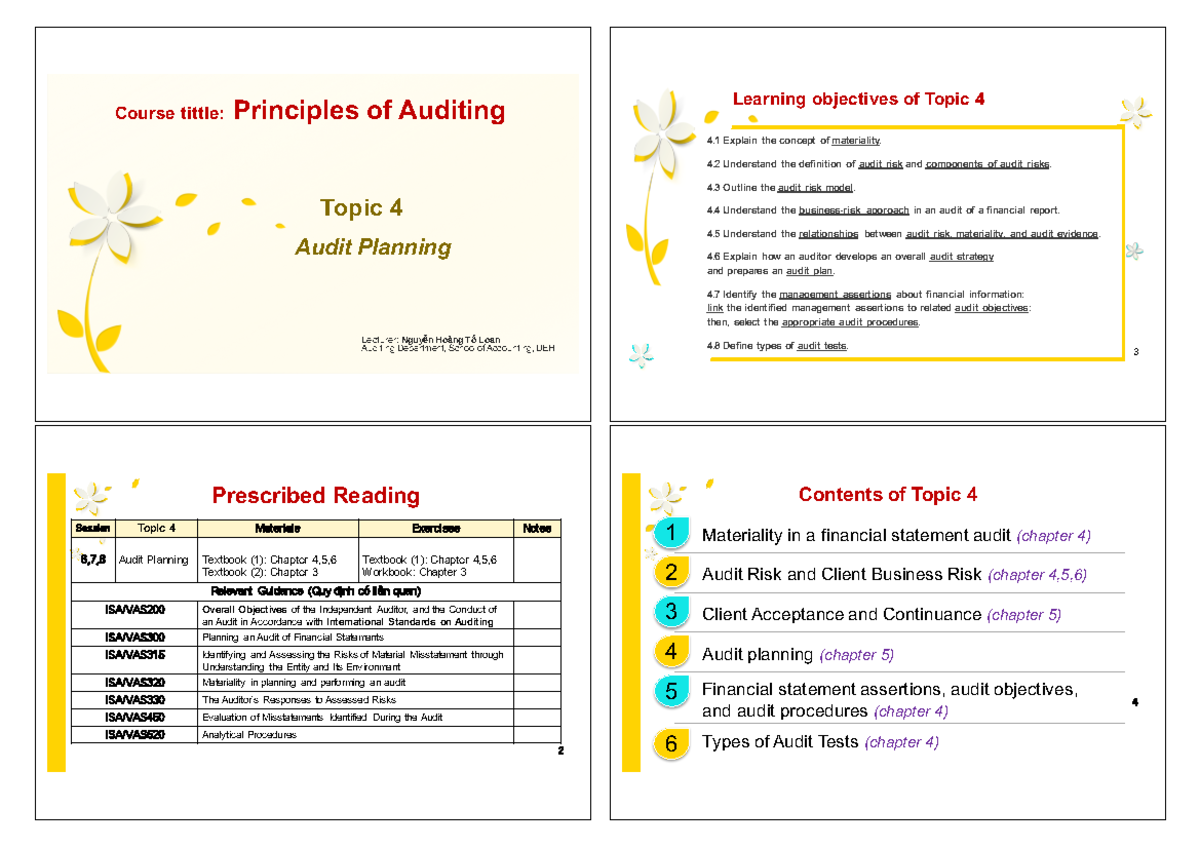 Topic 4 - Audit Planning and Materiality in Auditing (ACCT301) - Studocu