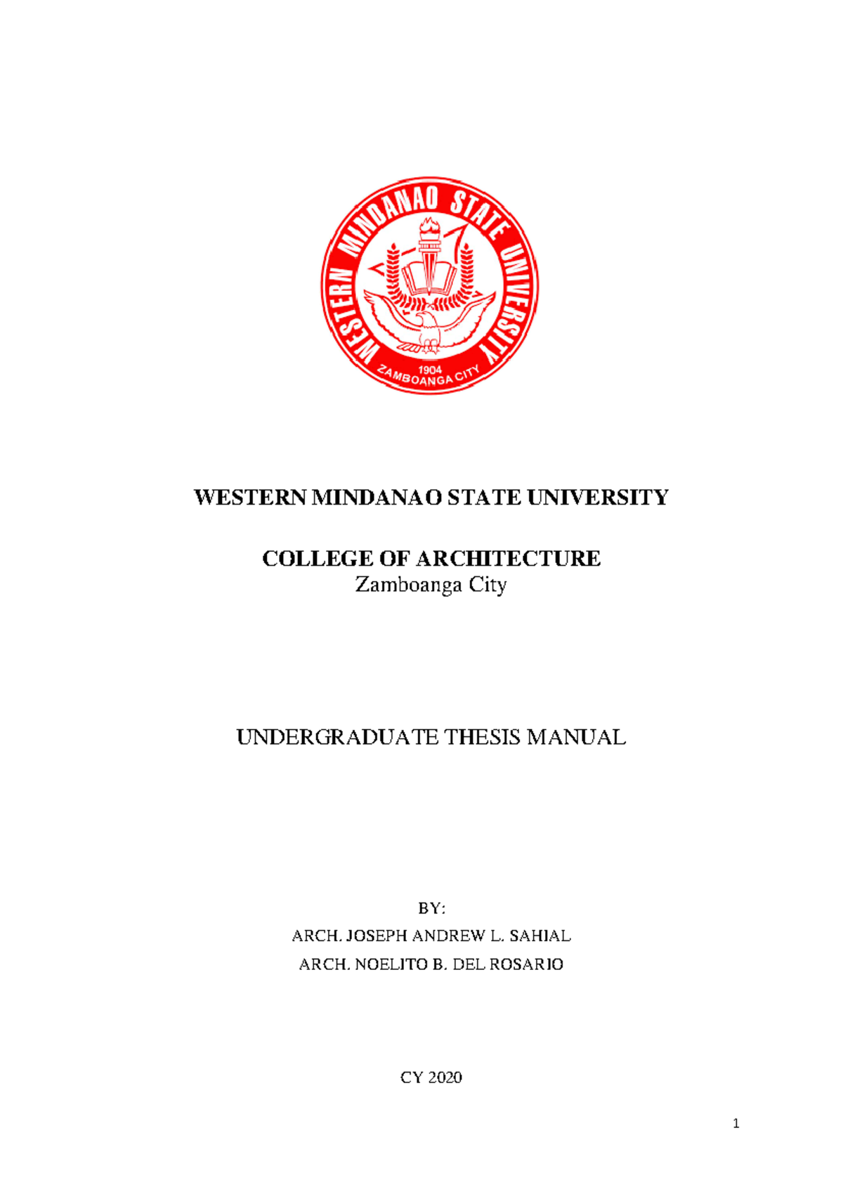 Approved Thesis Manual for Architecture - WMSU-01 - Final Document ...