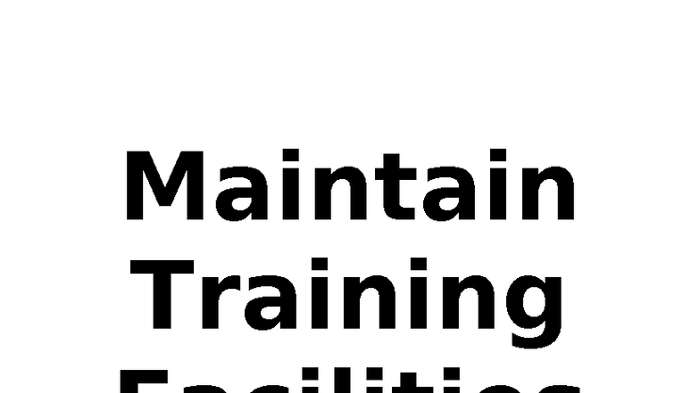 M2 Maintain Training Facilities: Shop Layout & Equipment Management ...